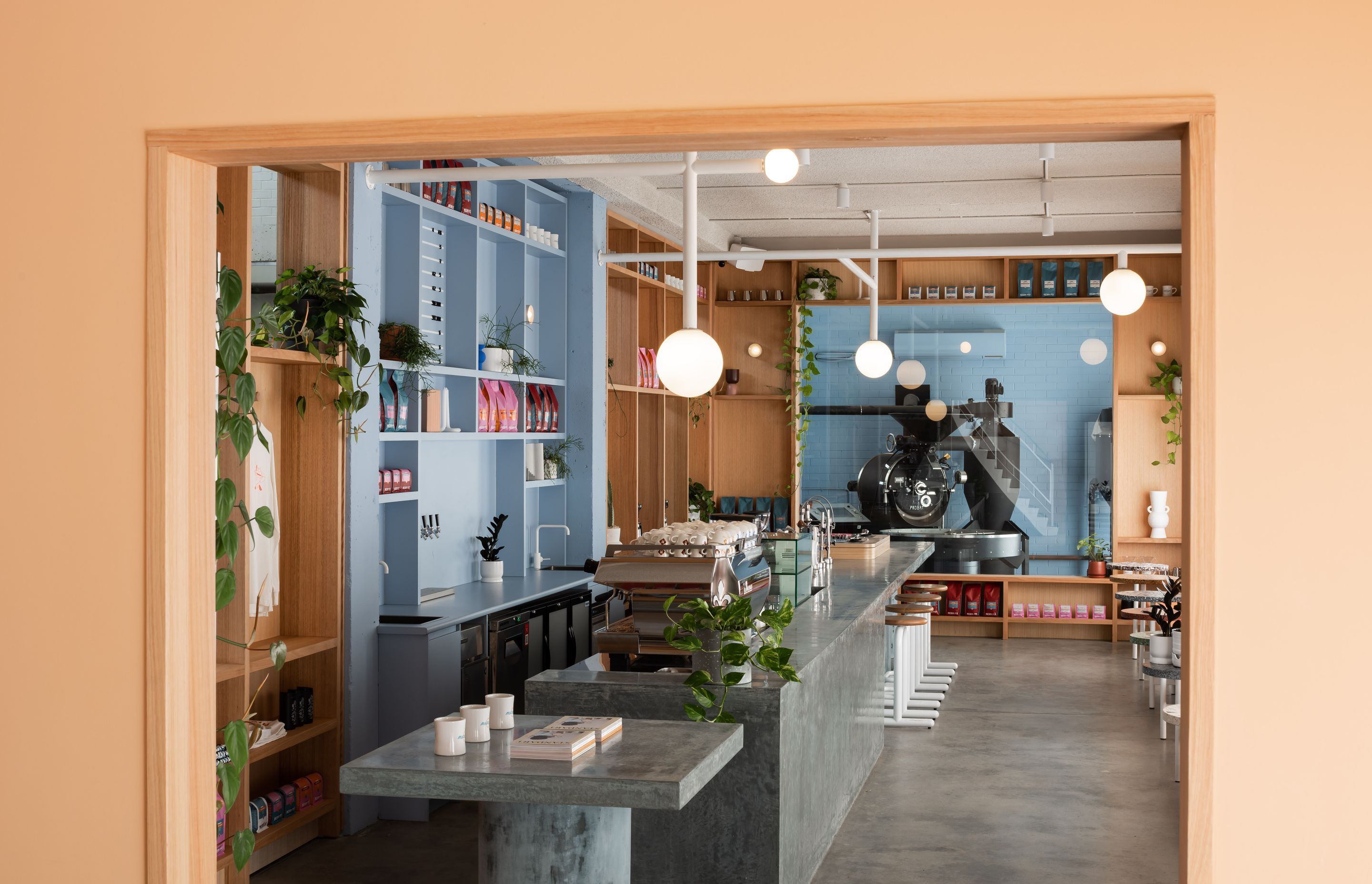 This vibrant coffee shop offers a breezy respite from its industrial ...