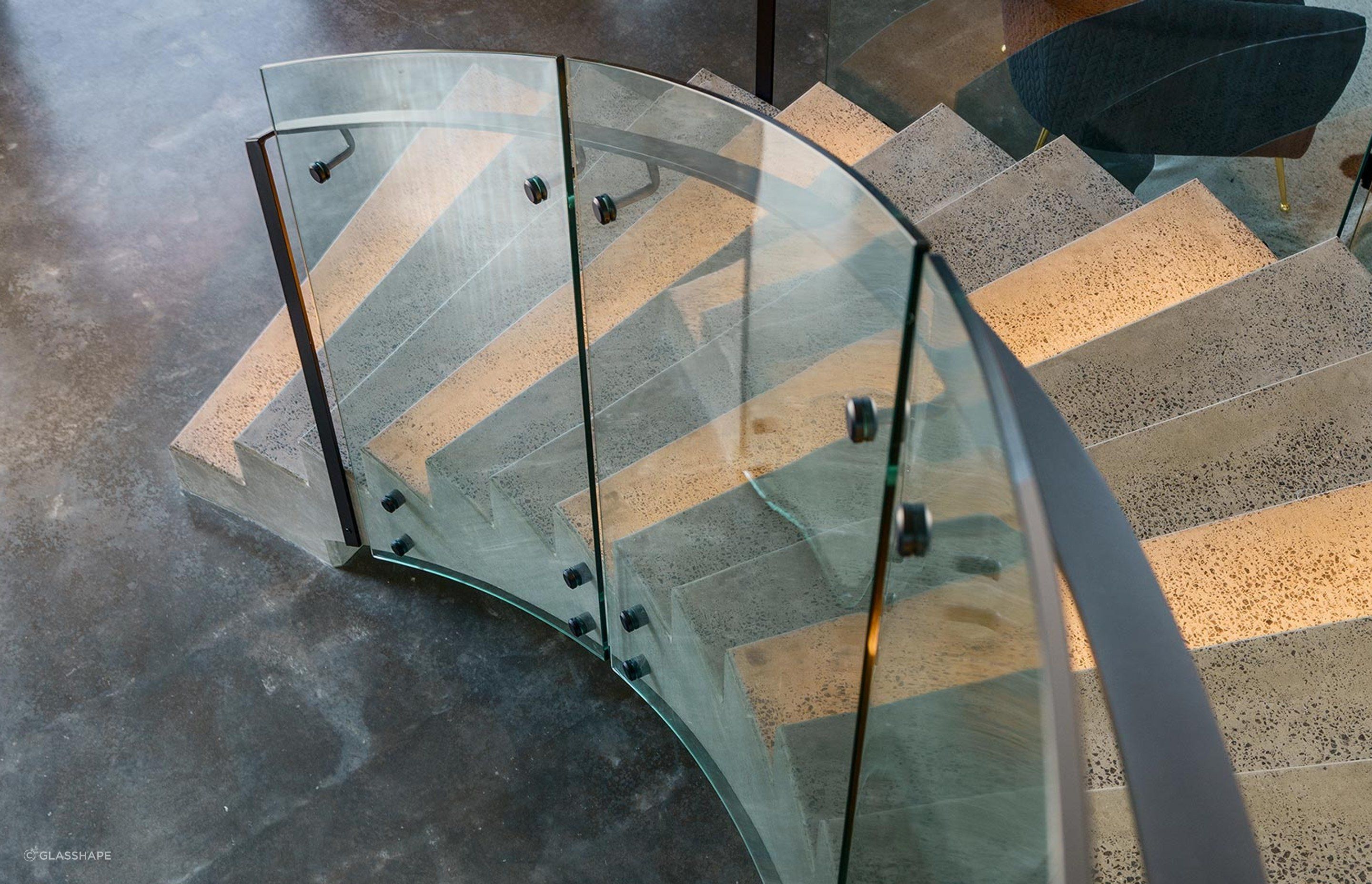 The Esplanade – Twin Bent Glass Curved Staircase by Glasshape | ArchiPro AU