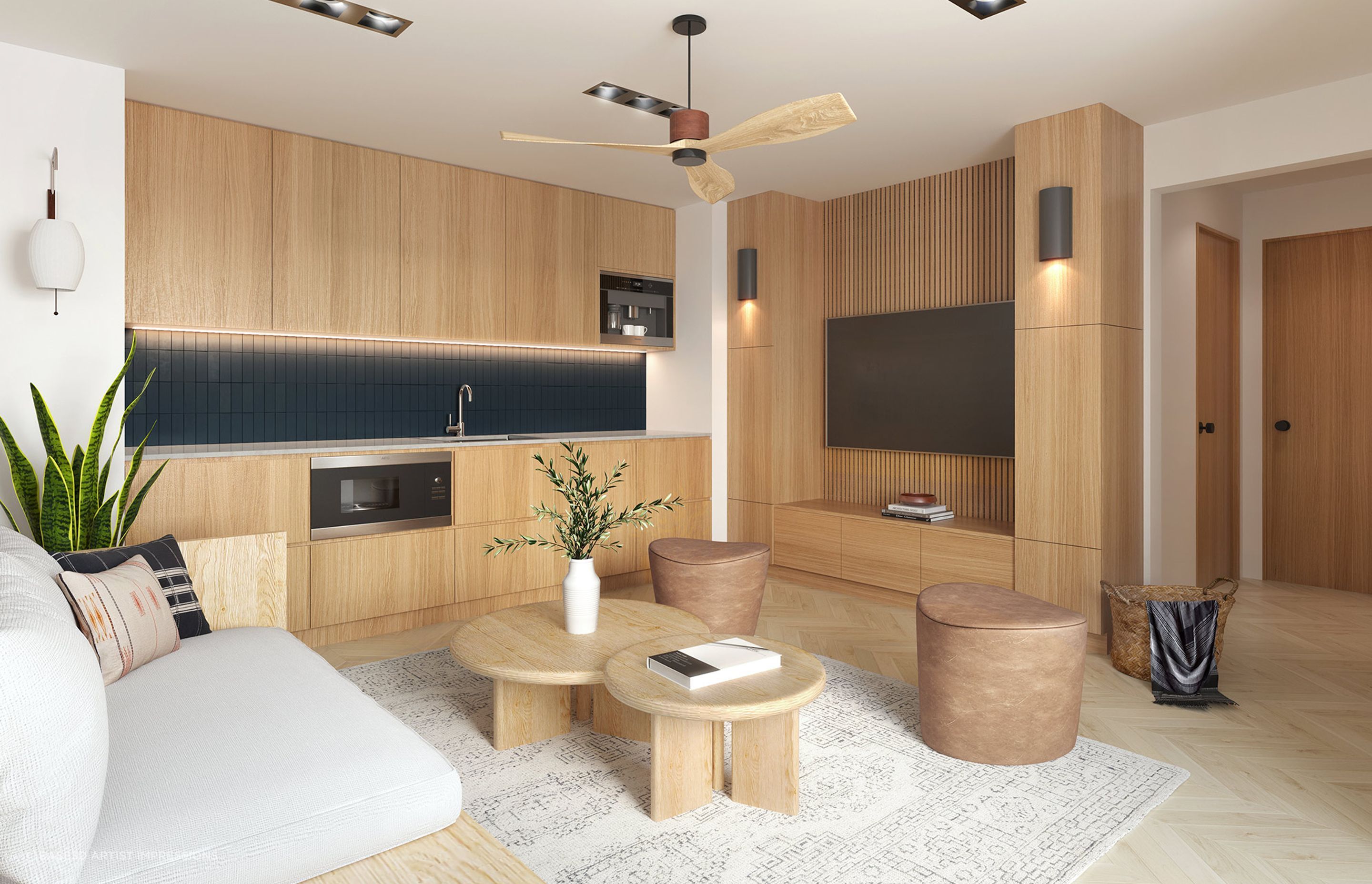 Kitchen/Living/Dining by BASE3D Artist Impressions | ArchiPro AU