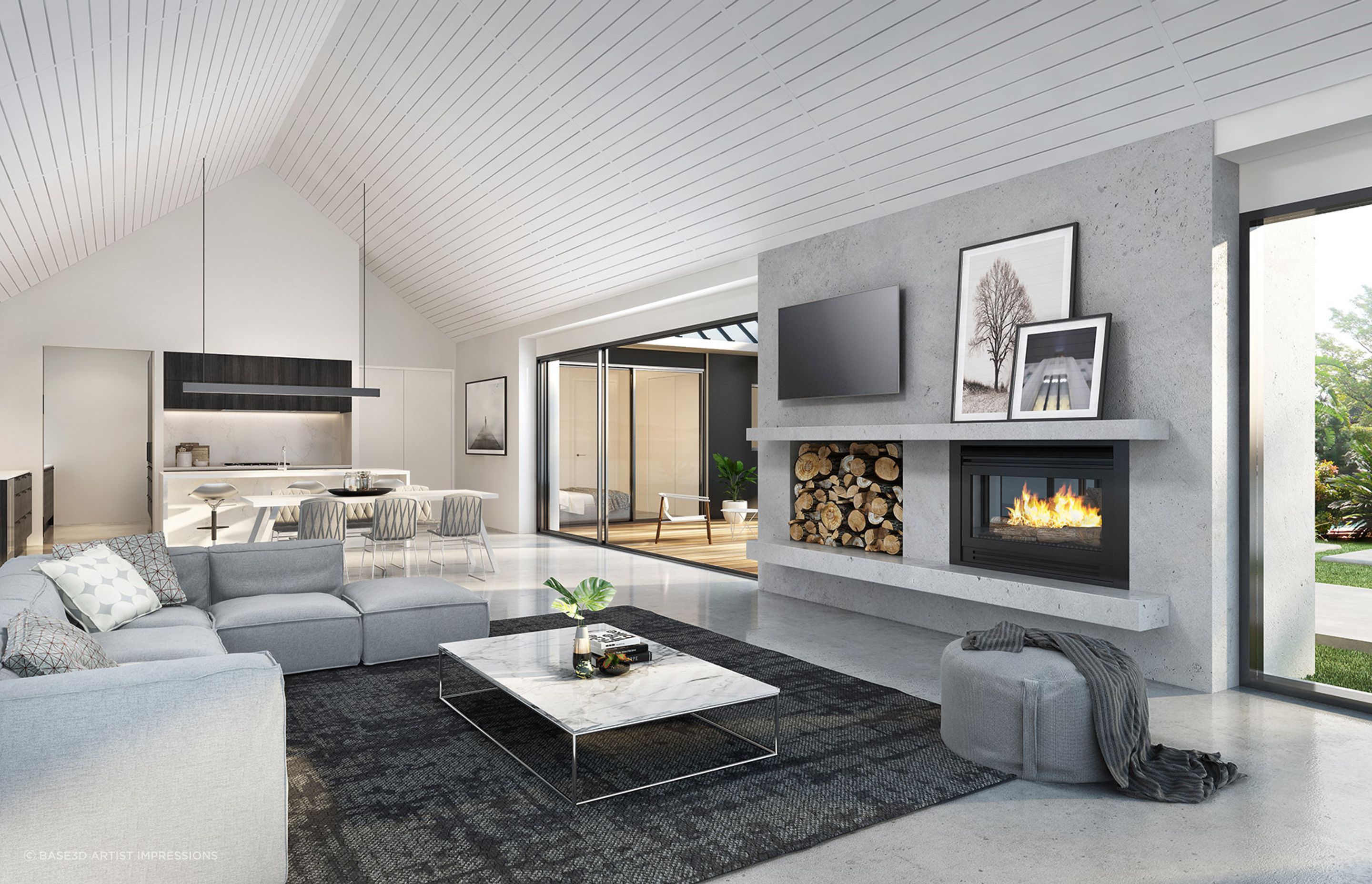 Kitchen/Living/Dining by BASE3D Artist Impressions | ArchiPro AU