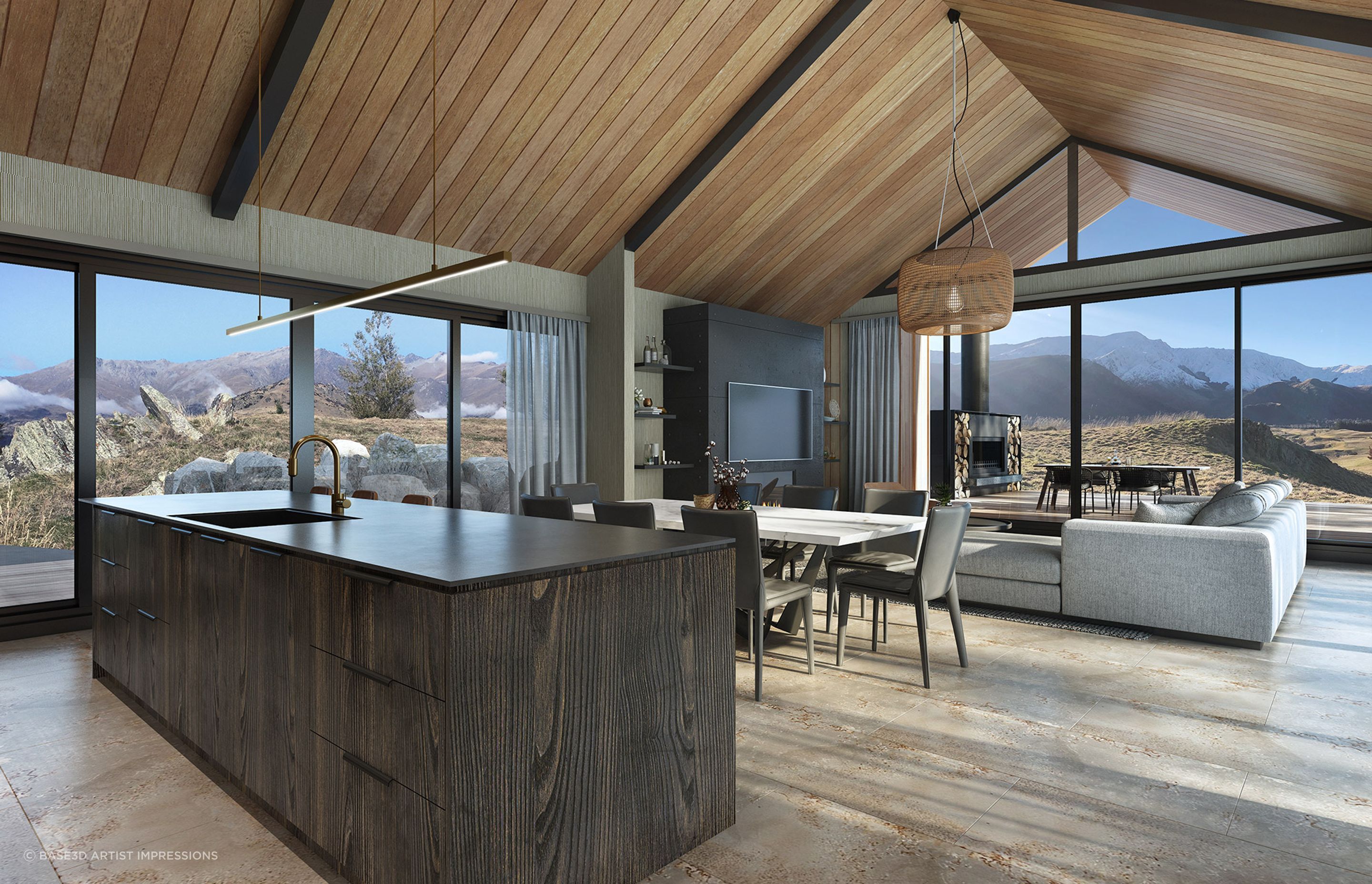 Kitchen/Living/Dining by BASE3D Artist Impressions | ArchiPro AU