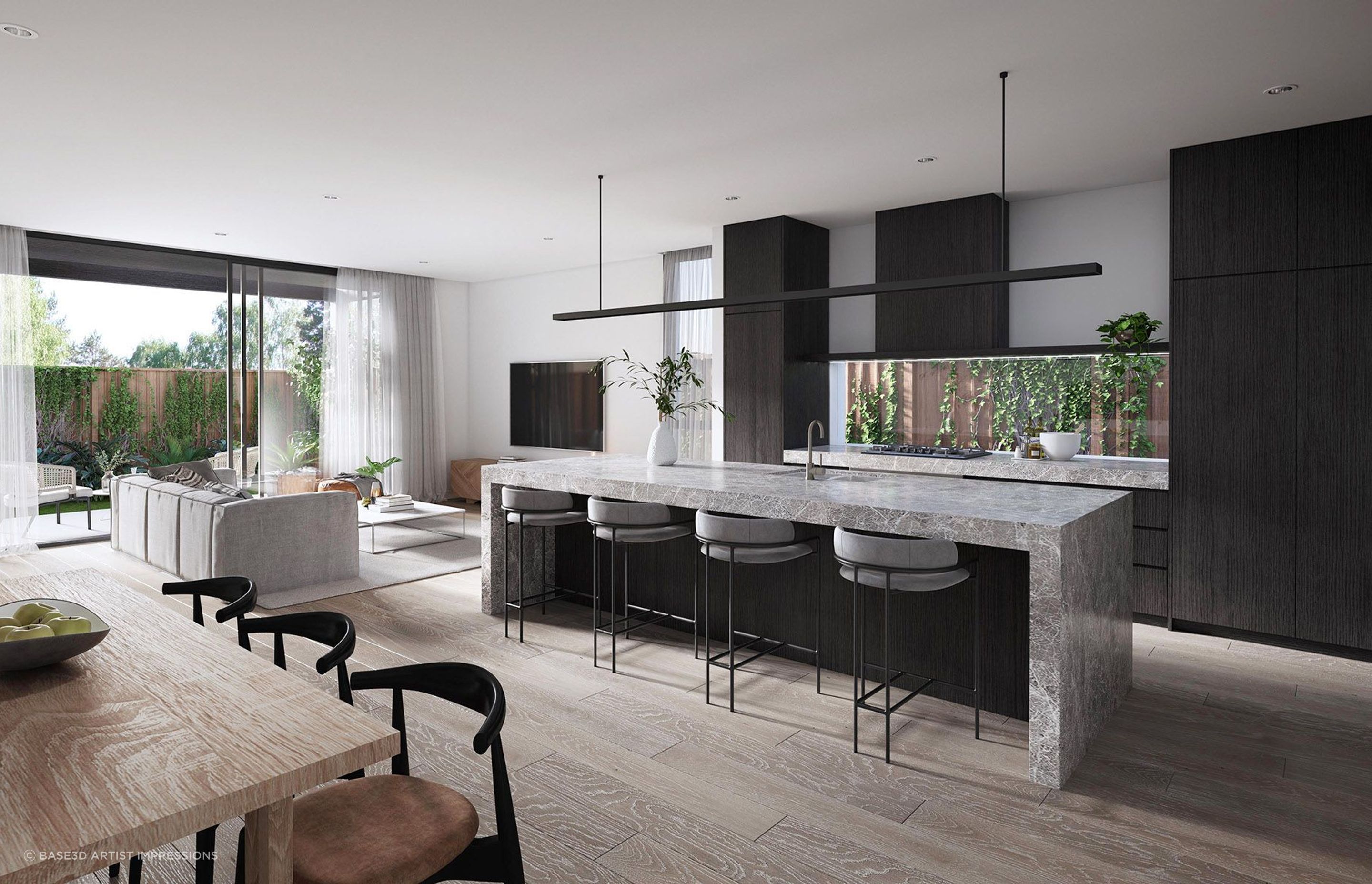 Kitchen/Living/Dining by BASE3D Artist Impressions | ArchiPro AU