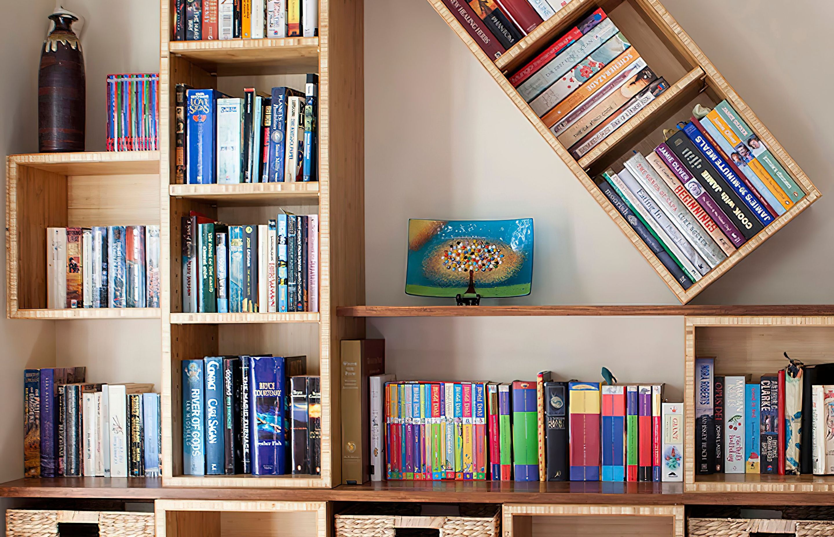 Quirky Bamboo Bookshelves by Select Custom Joinery | ArchiPro AU
