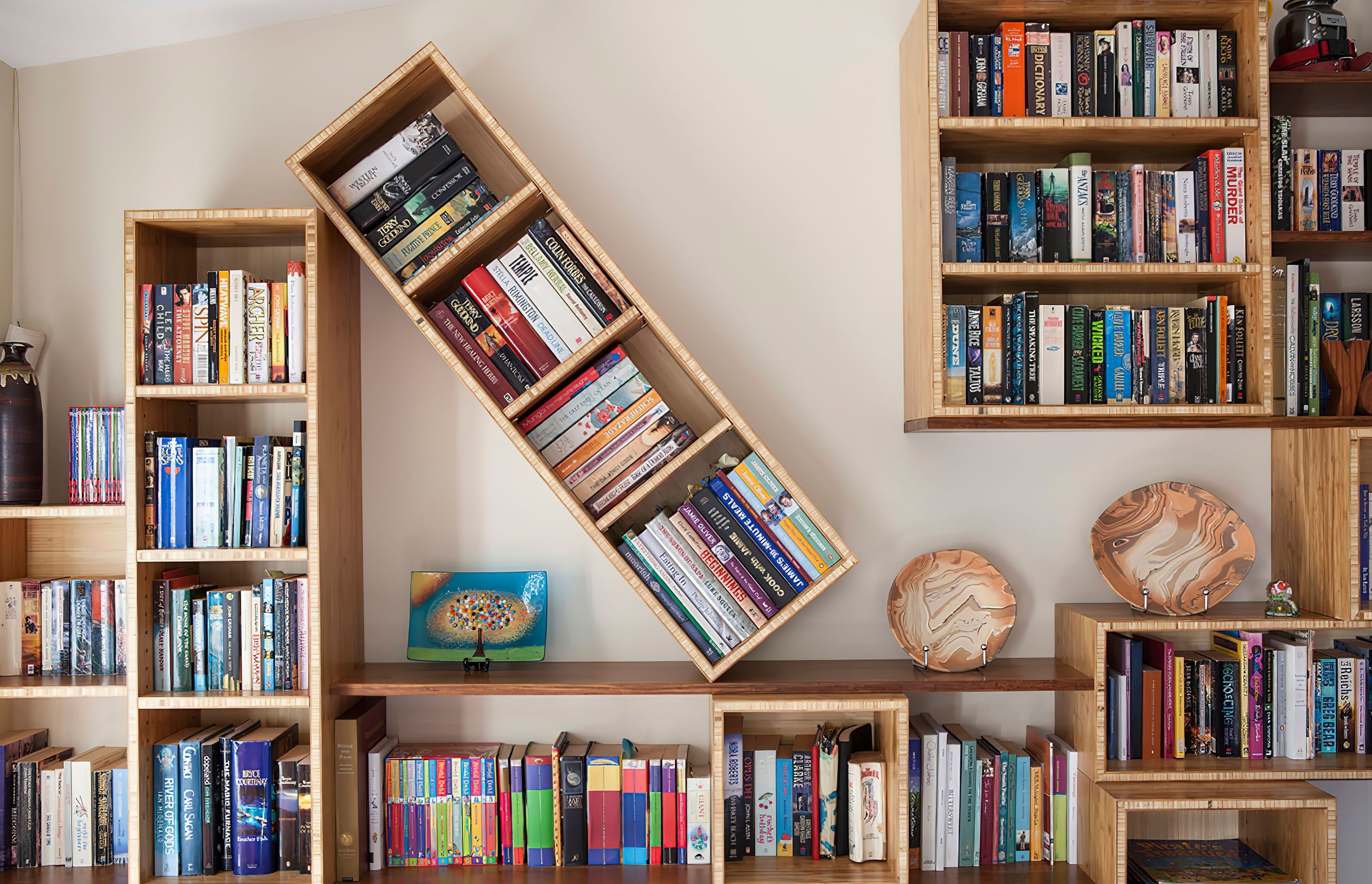 Quirky Bamboo Bookshelves by Select Custom Joinery | ArchiPro AU