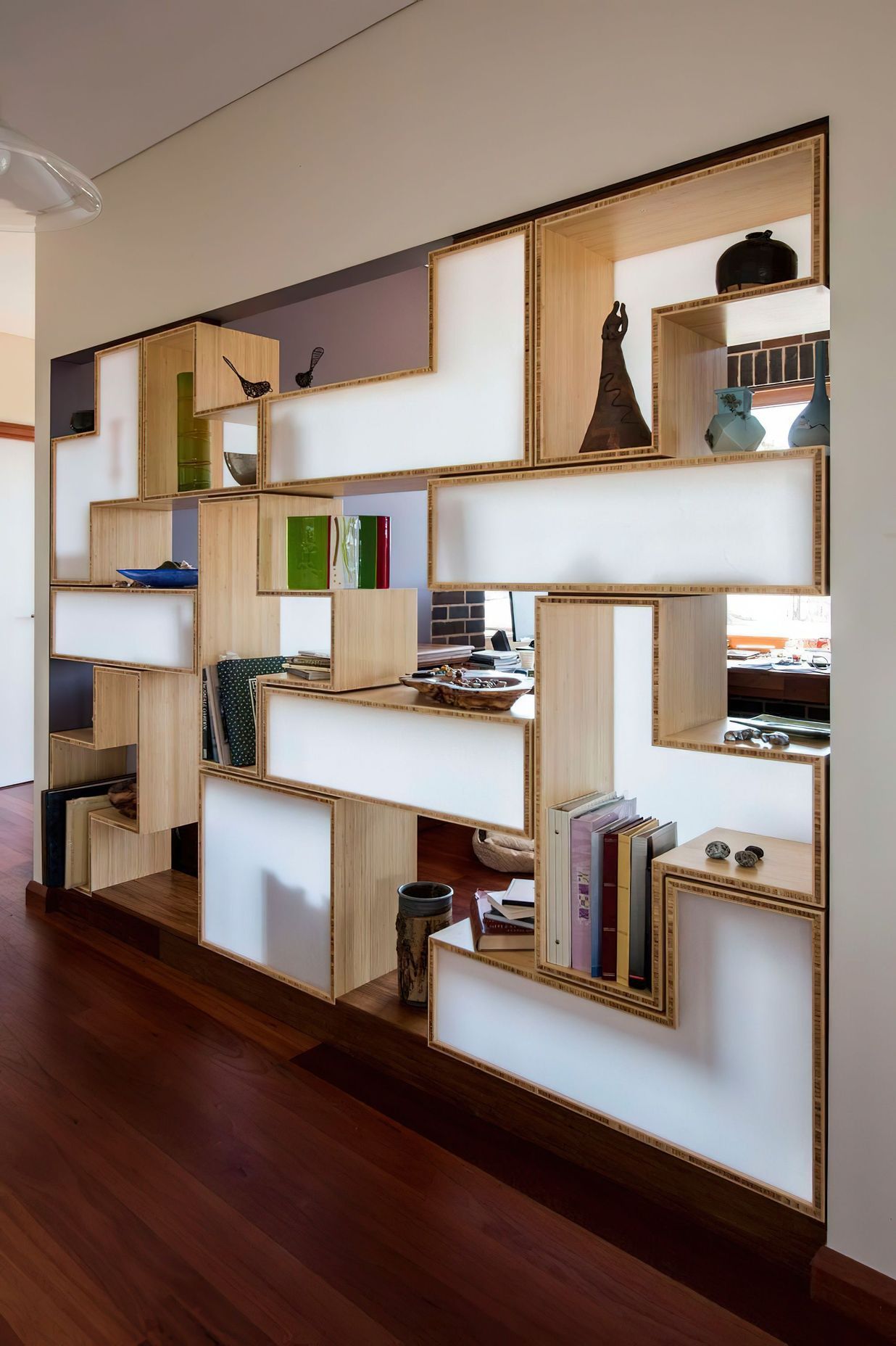 Tetris Bamboo Bookshelves by Select Custom Joinery | ArchiPro AU
