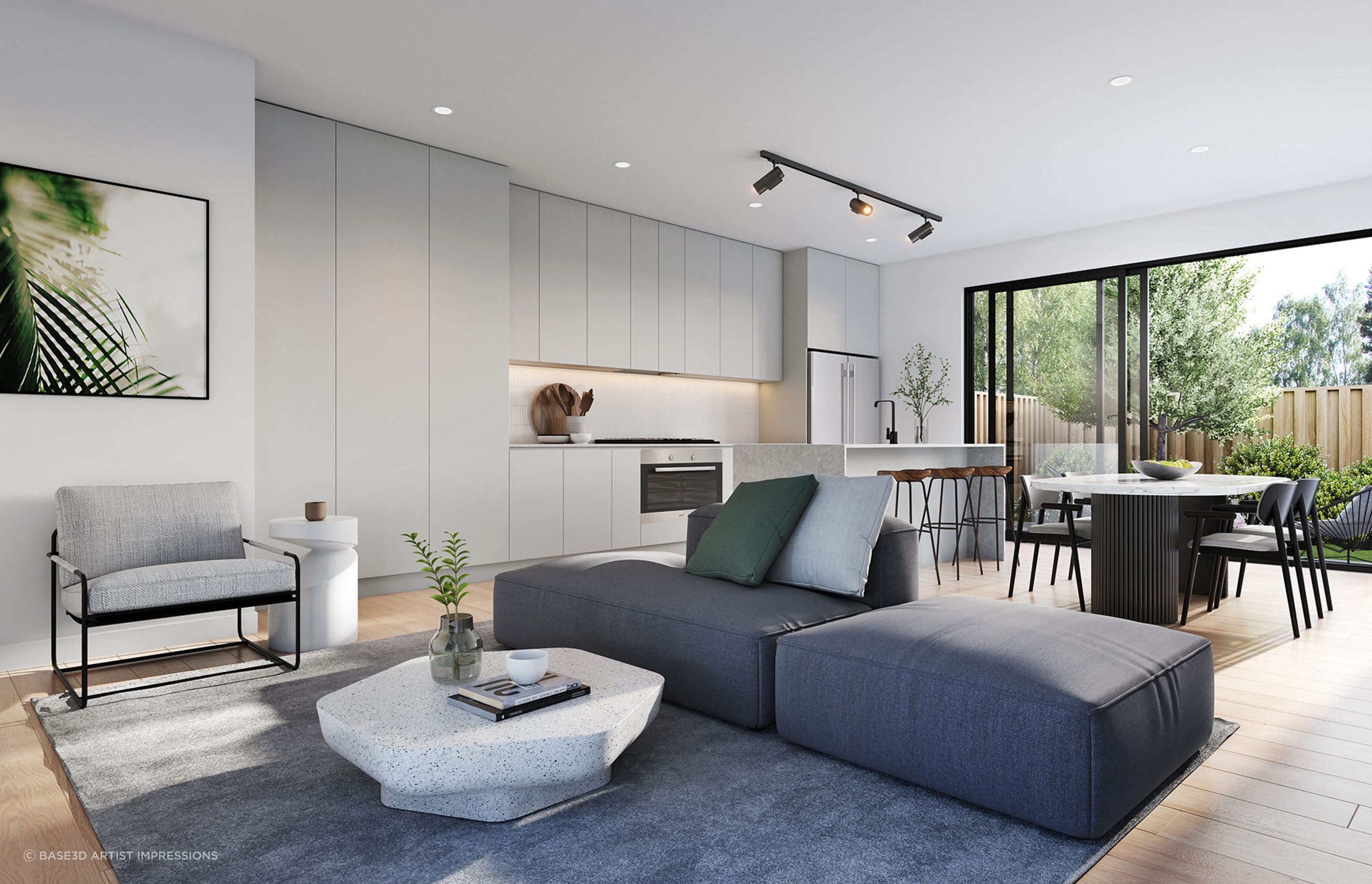 Kitchen/Living/Dining by BASE3D Artist Impressions | ArchiPro AU
