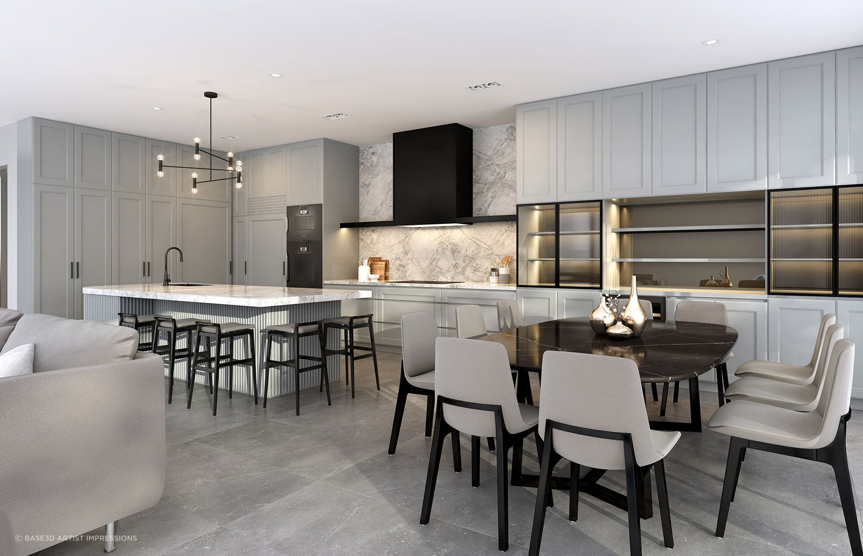 Kitchen/Living/Dining by BASE3D Artist Impressions | ArchiPro AU