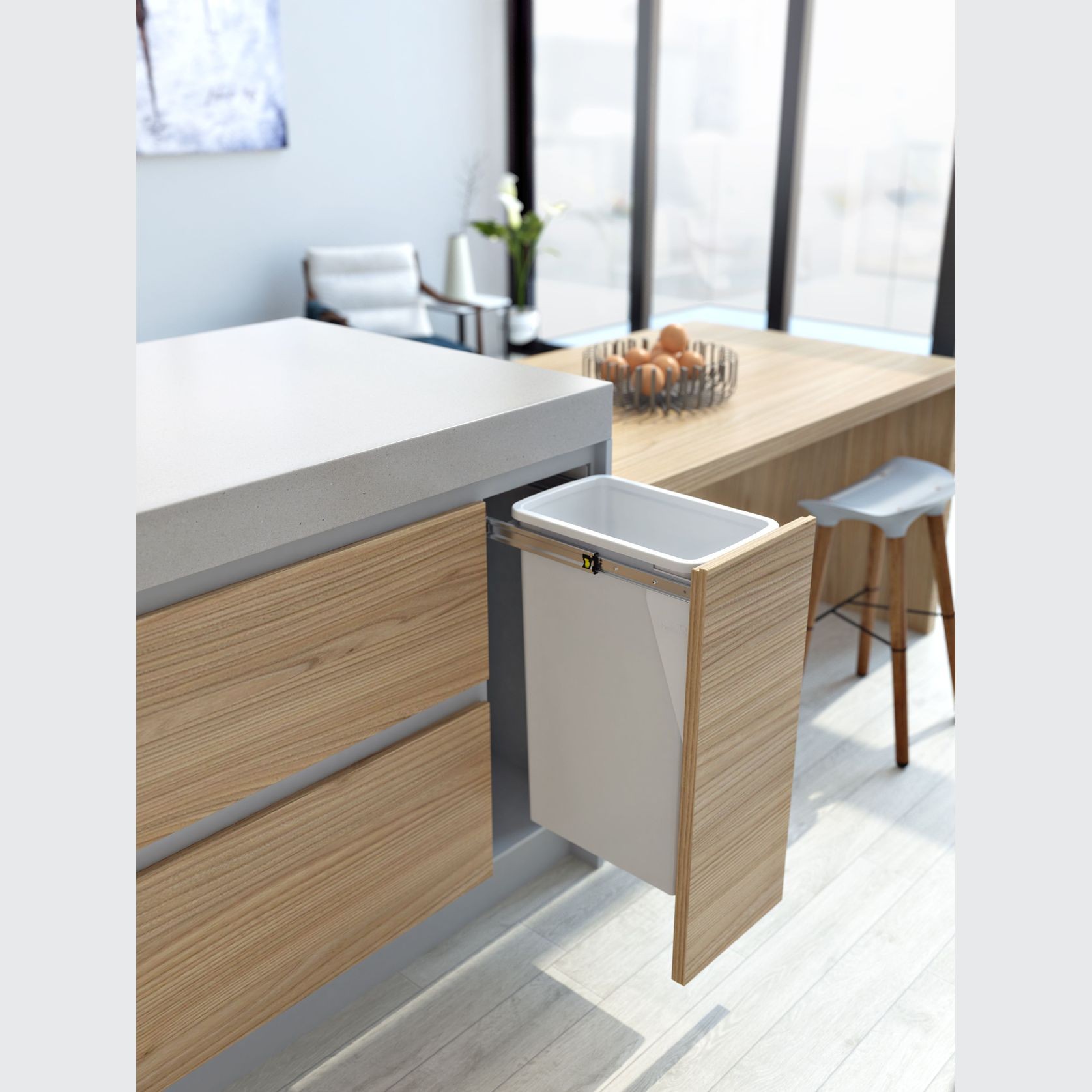 Compact Bin Storage - 1 x 40 Litre Bucket - Door Pull | ArchiPro AU