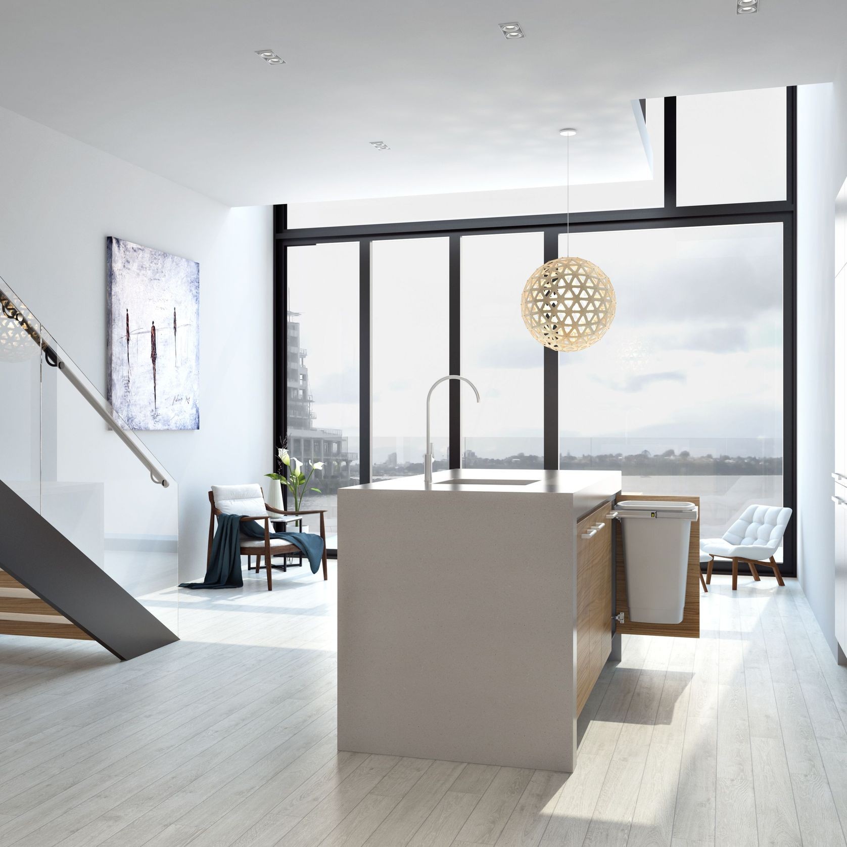 Compact Bin Storage - 1 x 50 Litre Bucket - Handle Pull | ArchiPro AU