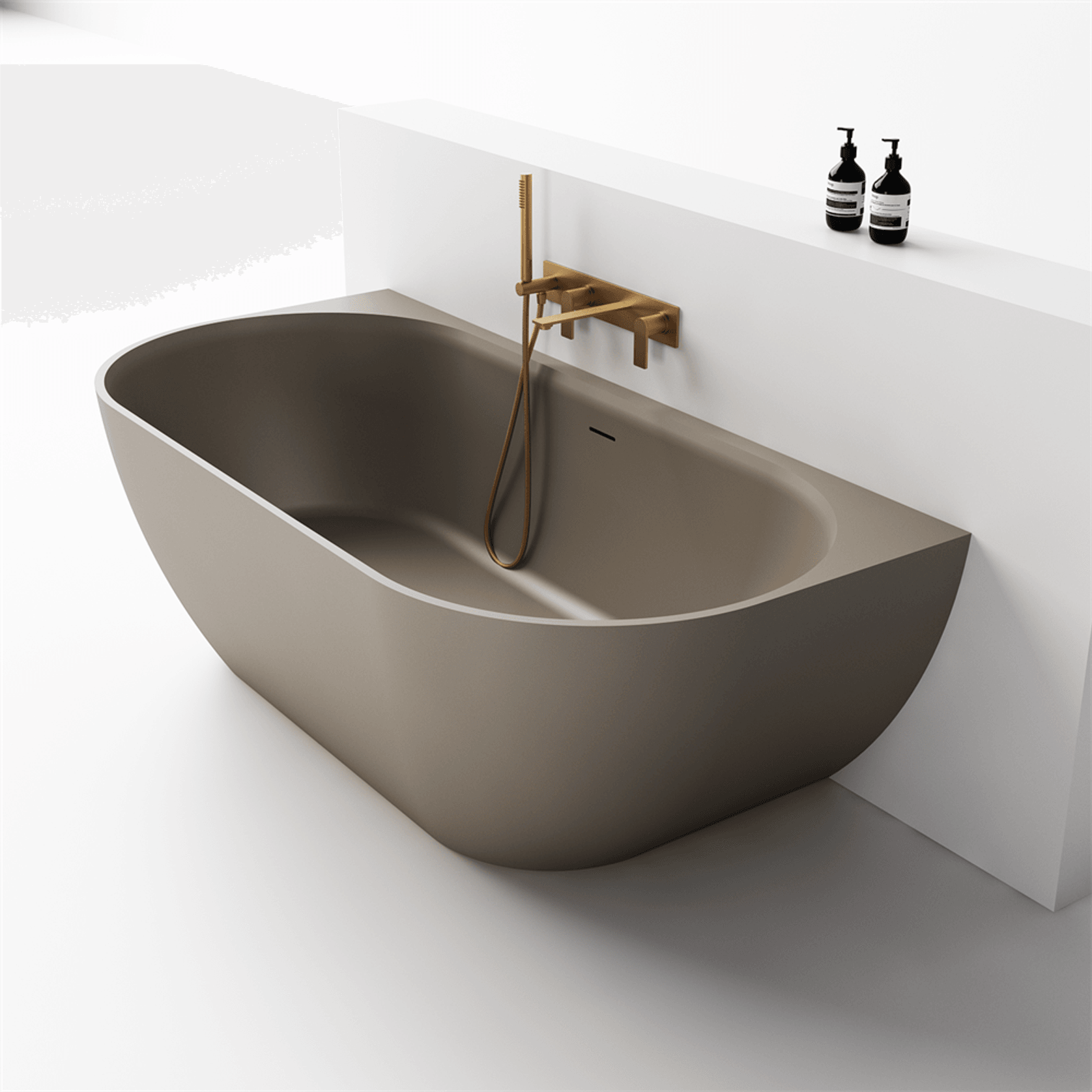 Justina 1700mm back-to-wall stone bath | ArchiPro AU
