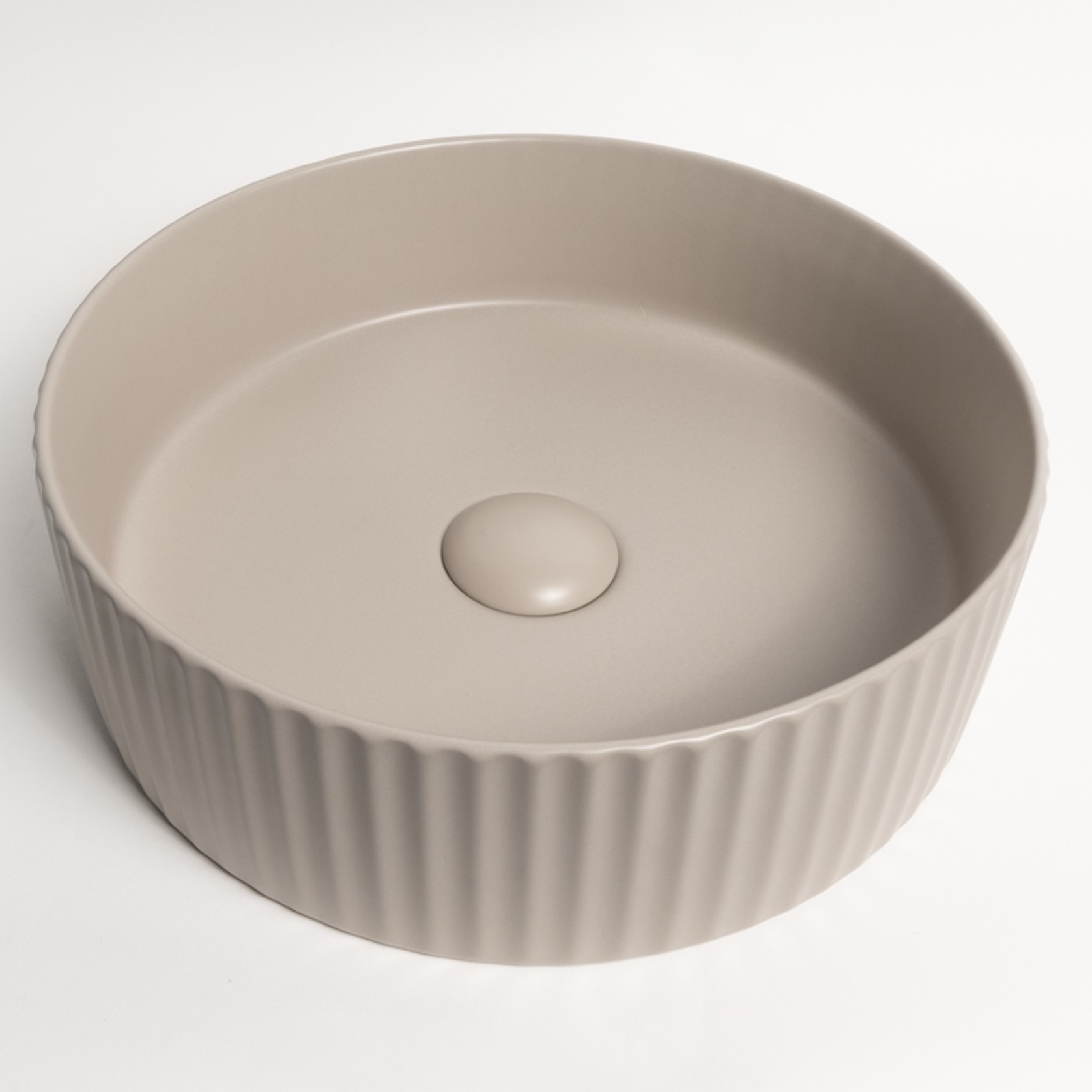 Camilla Fluted Matte Ecru Sand Basin | ArchiPro AU