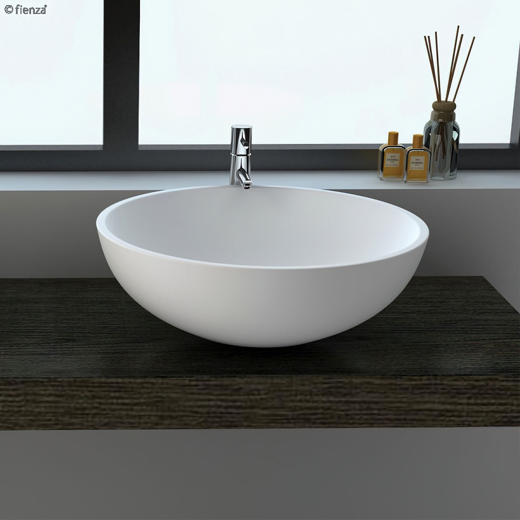 Lexy Cast Stone Above Counter Basin, Matte White | ArchiPro AU