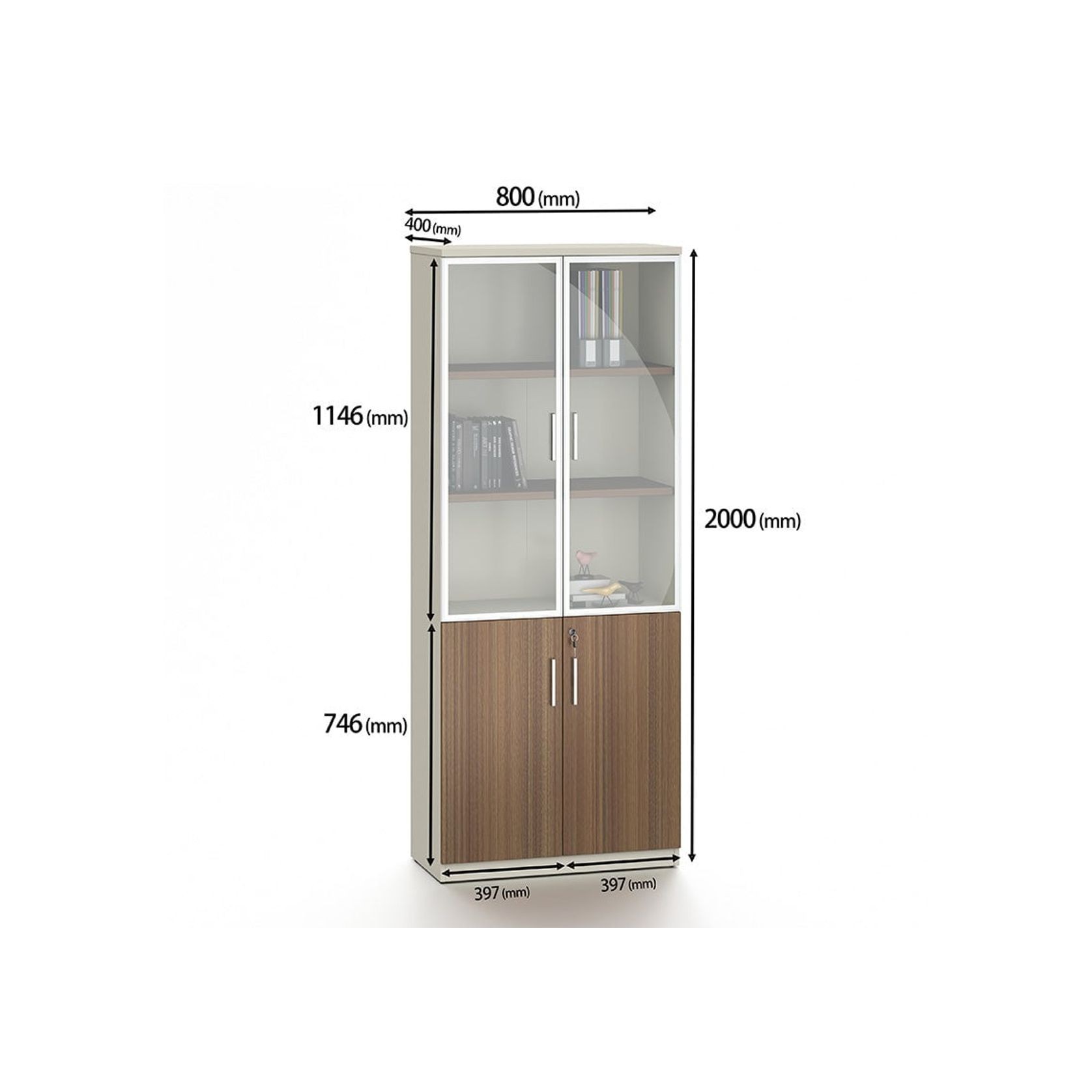 ANDERSON 2 Door Display Unit 80cm - Australian Gold Oak & Beige ...