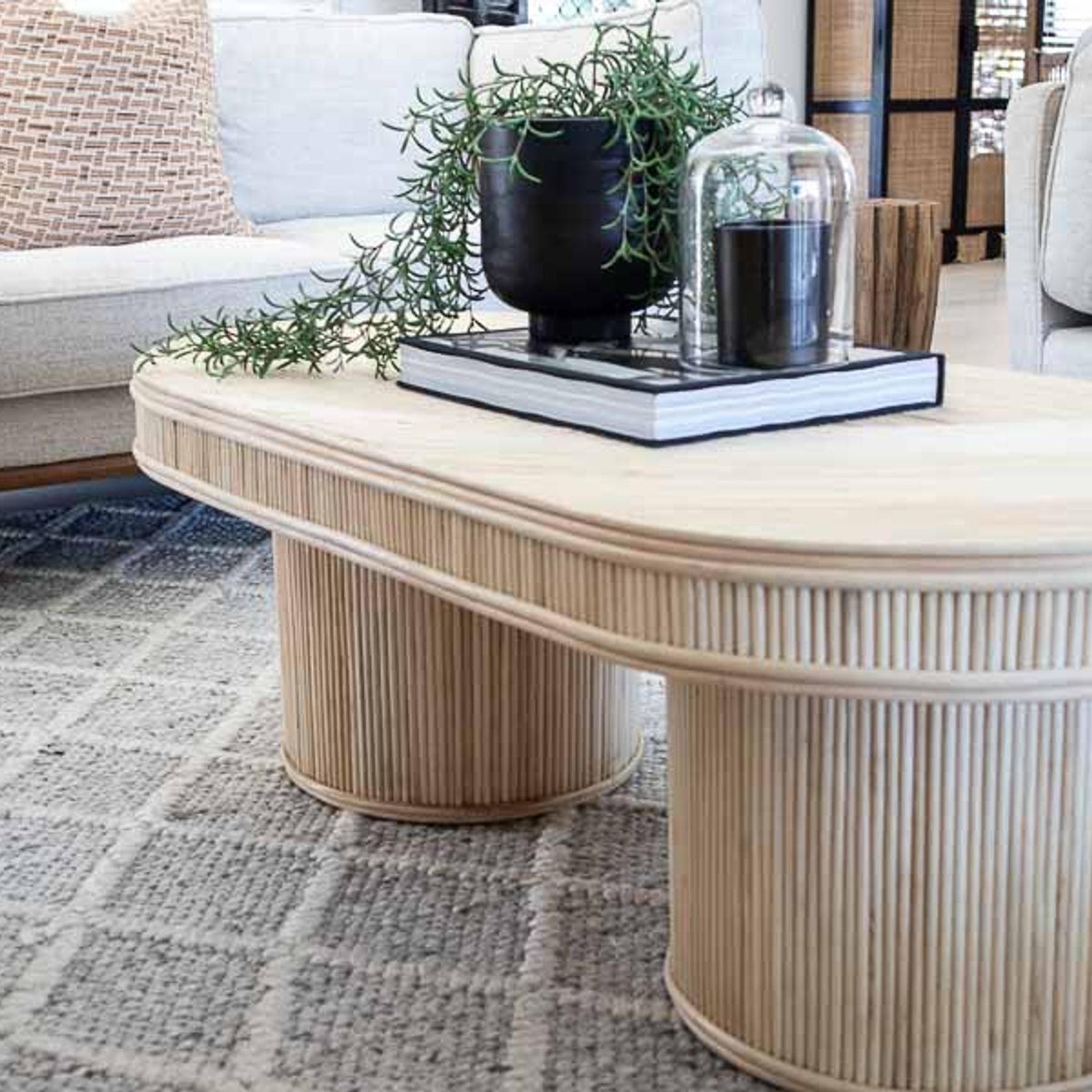 Nobu Rattan Reed Coffee Table 120cm | ArchiPro AU