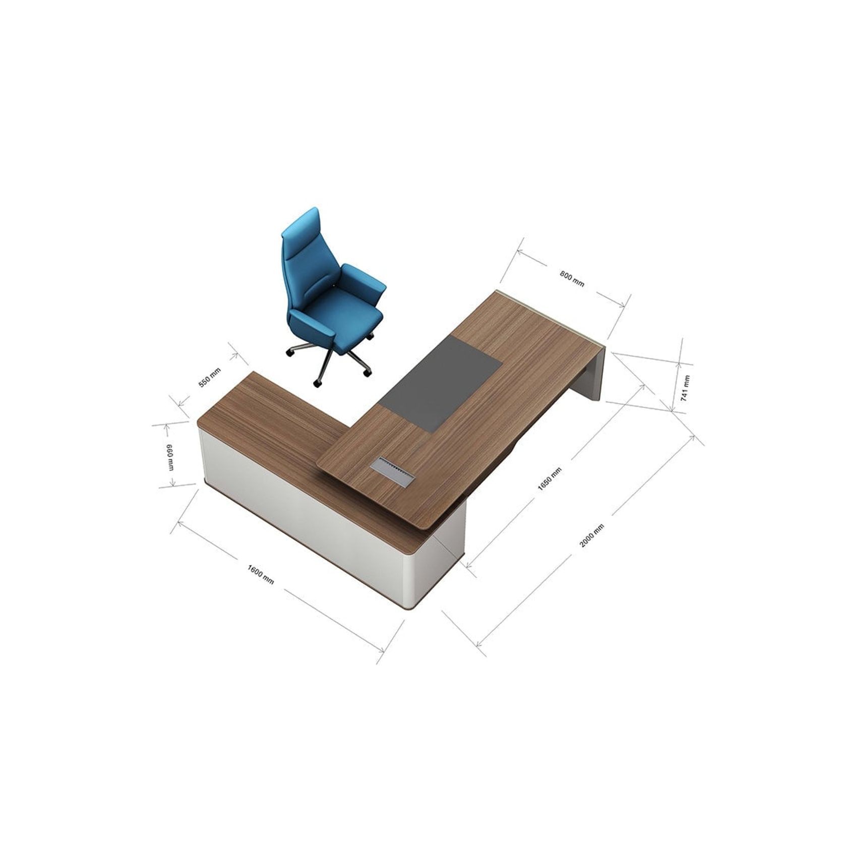 ANDERS Executive Desk Reversible Return 2.0M - Australian Gold Oak ...