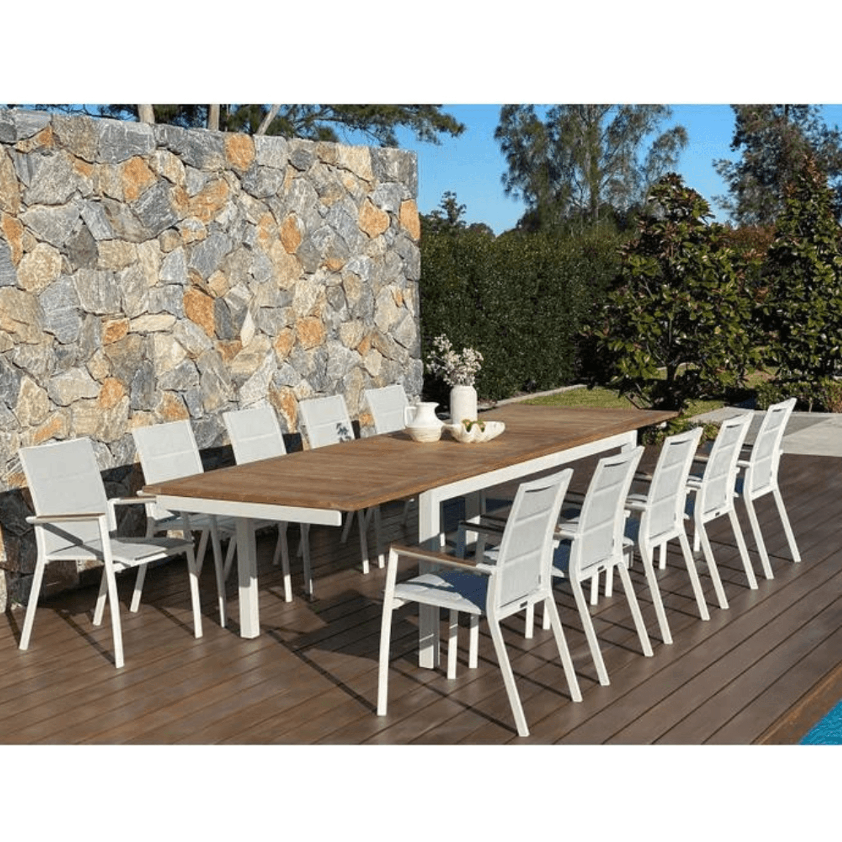 Barcelona Extension Outdoor Table & Sevilla Teak Chairs | ArchiPro AU