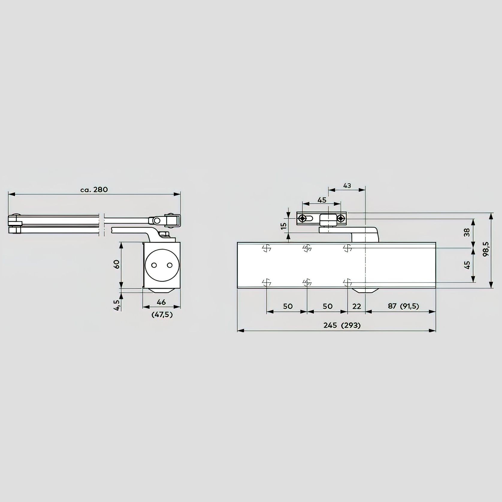 Dorma TS83 EN3-6 Door Closer Silver 38020801 | ArchiPro AU