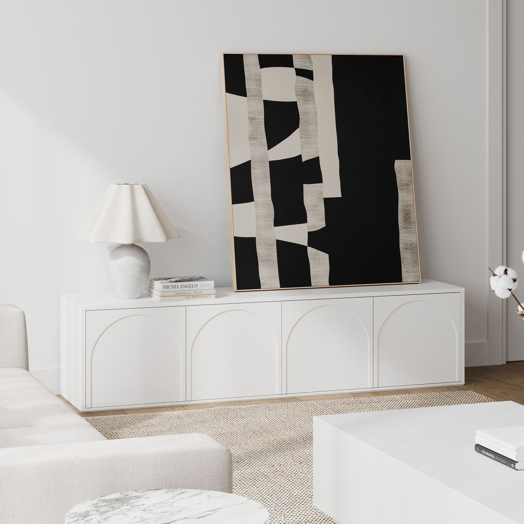 Aurora 4 Door Arch TV Entertainment Unit | White Oak | ArchiPro AU