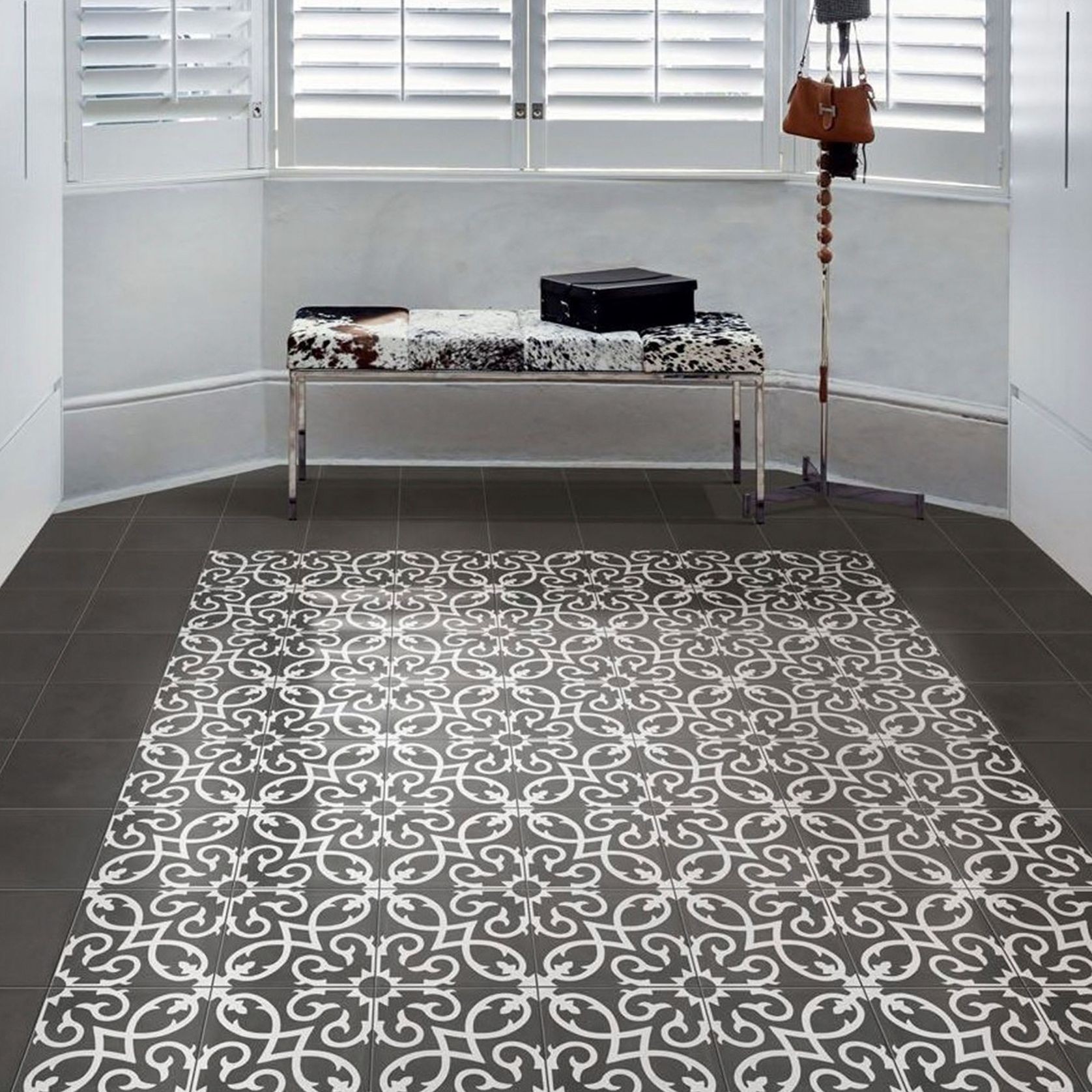 Contrasti Floral Noir Pattern Porcelain Tile | ArchiPro AU