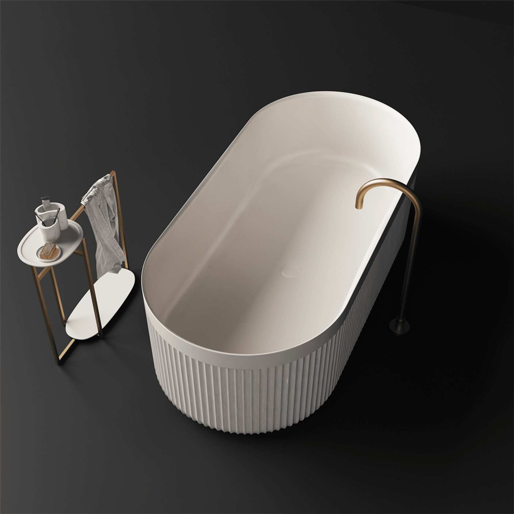 Venus Fluted Stone Bath 1700mm - ST86 | ArchiPro AU
