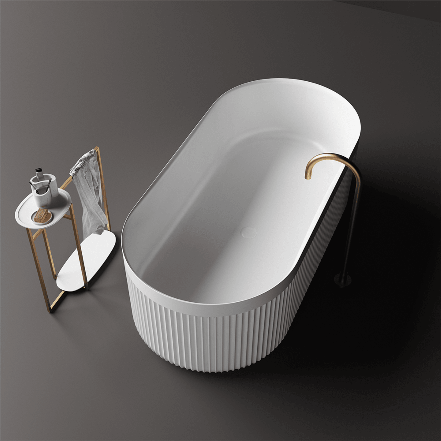 Venus Fluted Stone Bath 1700mm - ST86 | ArchiPro AU