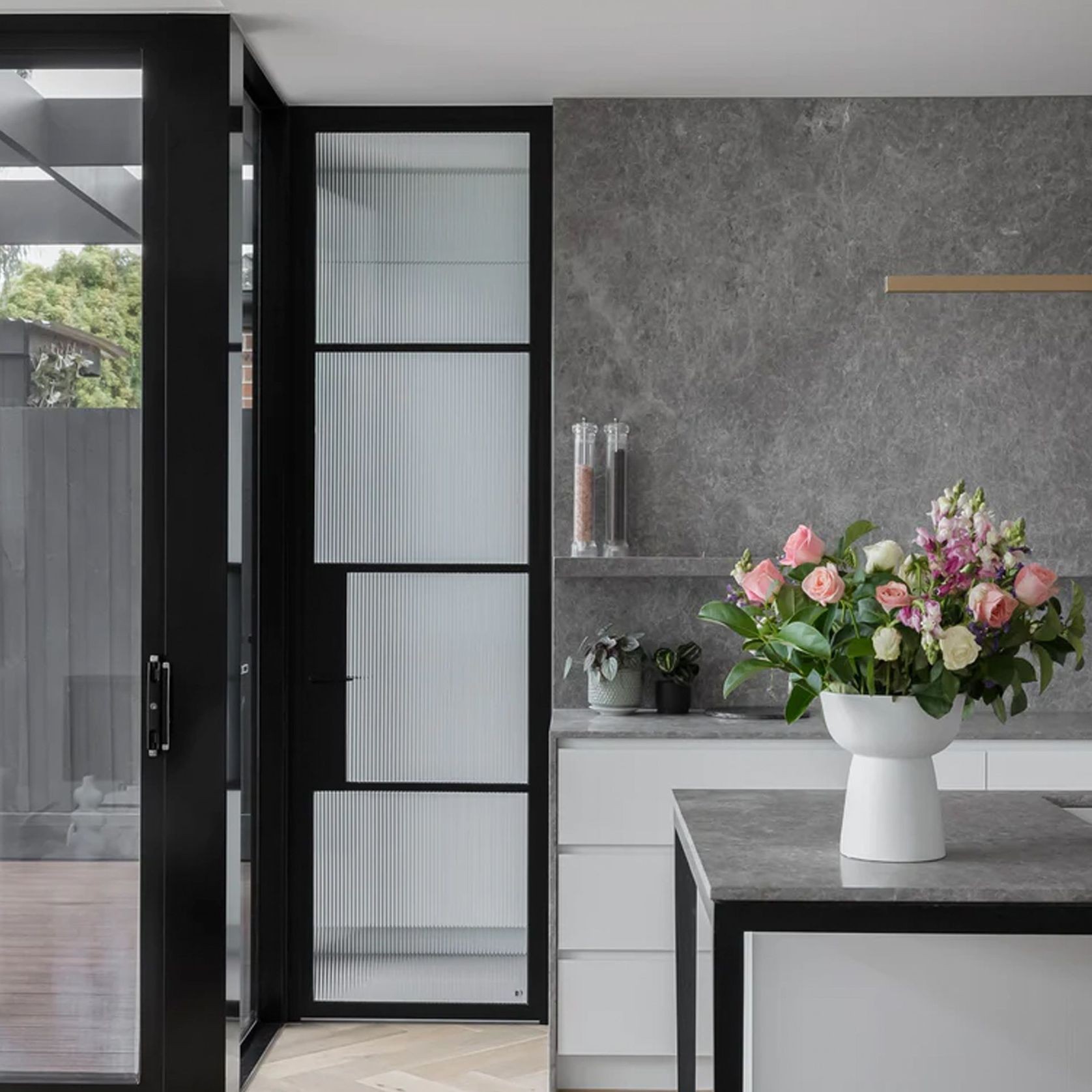 Steel Frame Glass Hinge Doors - Galvanised FPS50 | ArchiPro AU