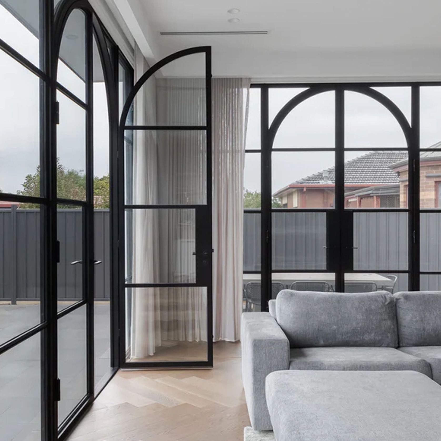 Steel Frame Glass Hinge Doors - Galvanised FPS50 | ArchiPro AU