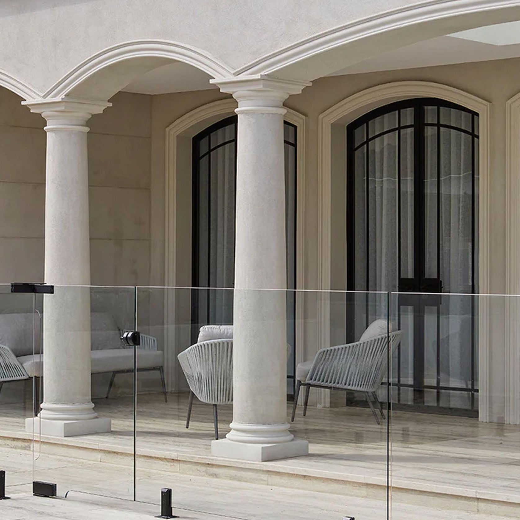 Arch Steel Frame Glass Hinge Doors - Galvanised FPS50 | ArchiPro AU