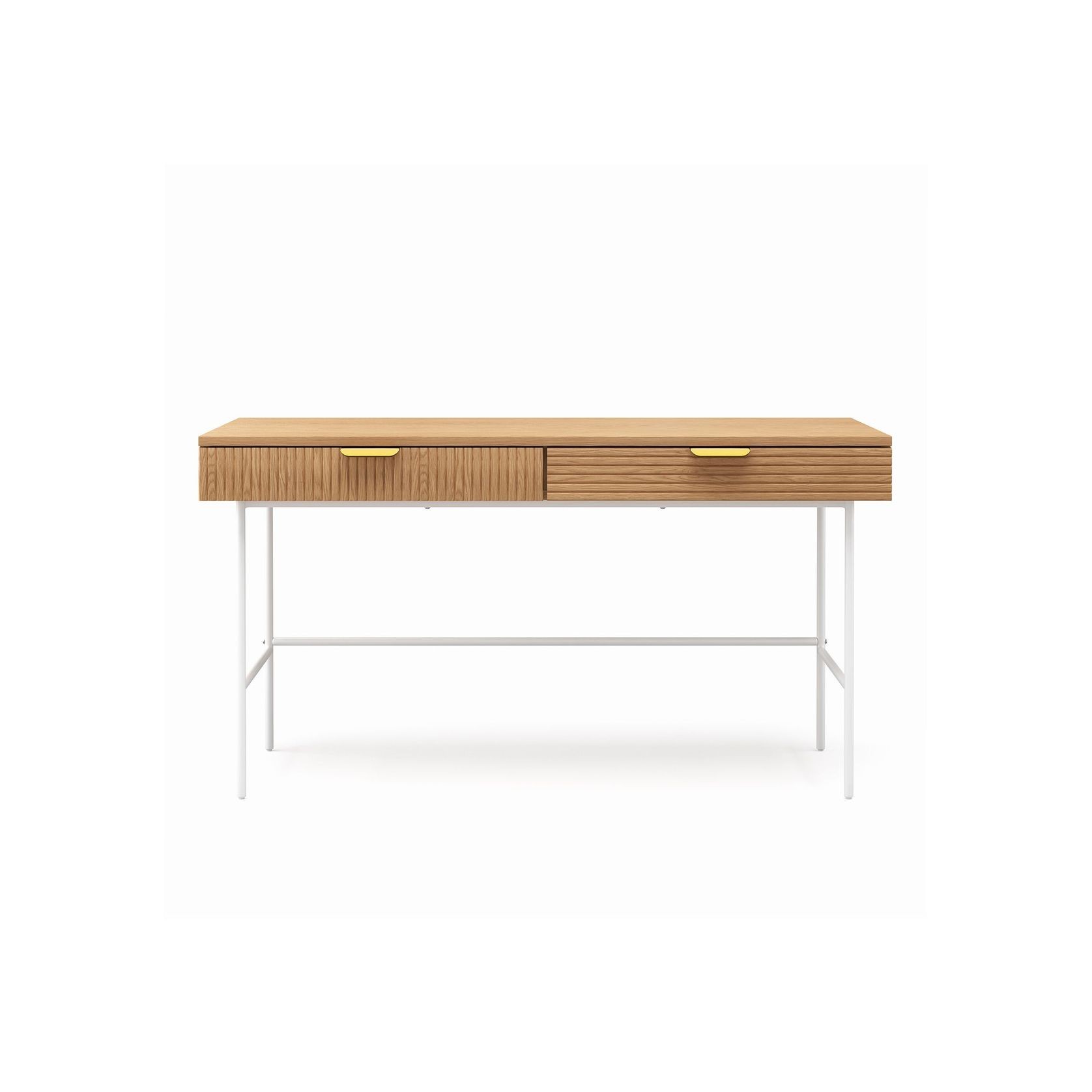 Kina Ripple Slatted Desk | 140cm | Natural Oak & White | ArchiPro AU