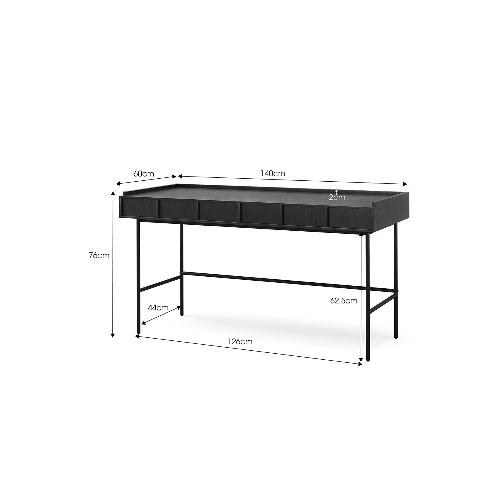 Linea 2 Drawer 140cm Desk Black Oak | L3 Home | ArchiPro AU