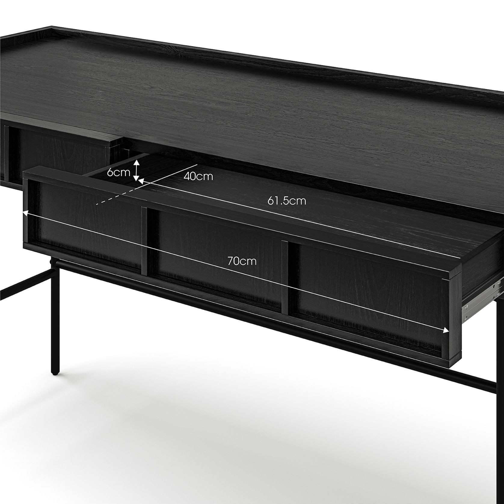 Linea 2 Drawer 140cm Desk Black Oak | L3 Home | ArchiPro AU