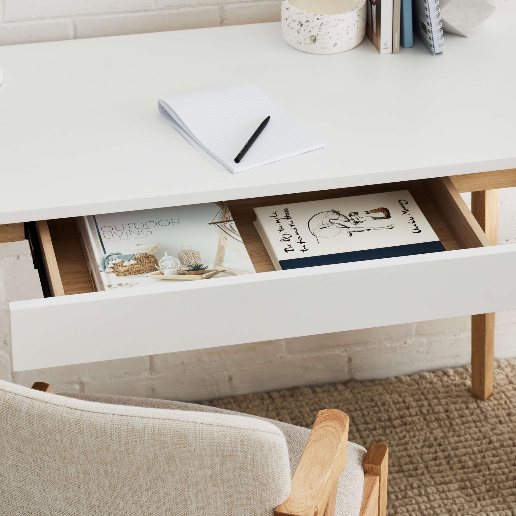 Byron Office Desk | 1 Drawer | Natural Hardwood | ArchiPro AU