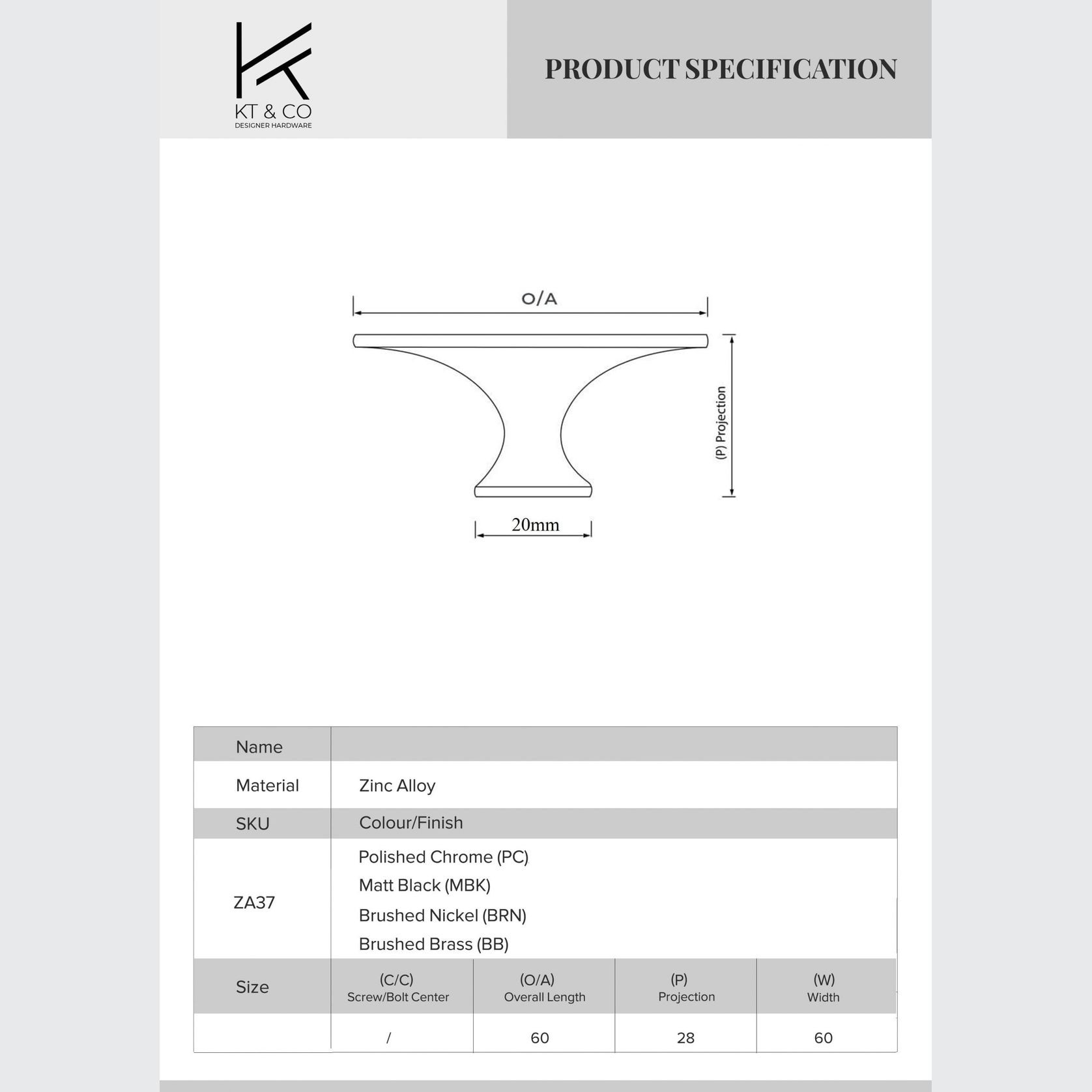 Kitchen cabinet knobs large chrome 60mm | ArchiPro AU