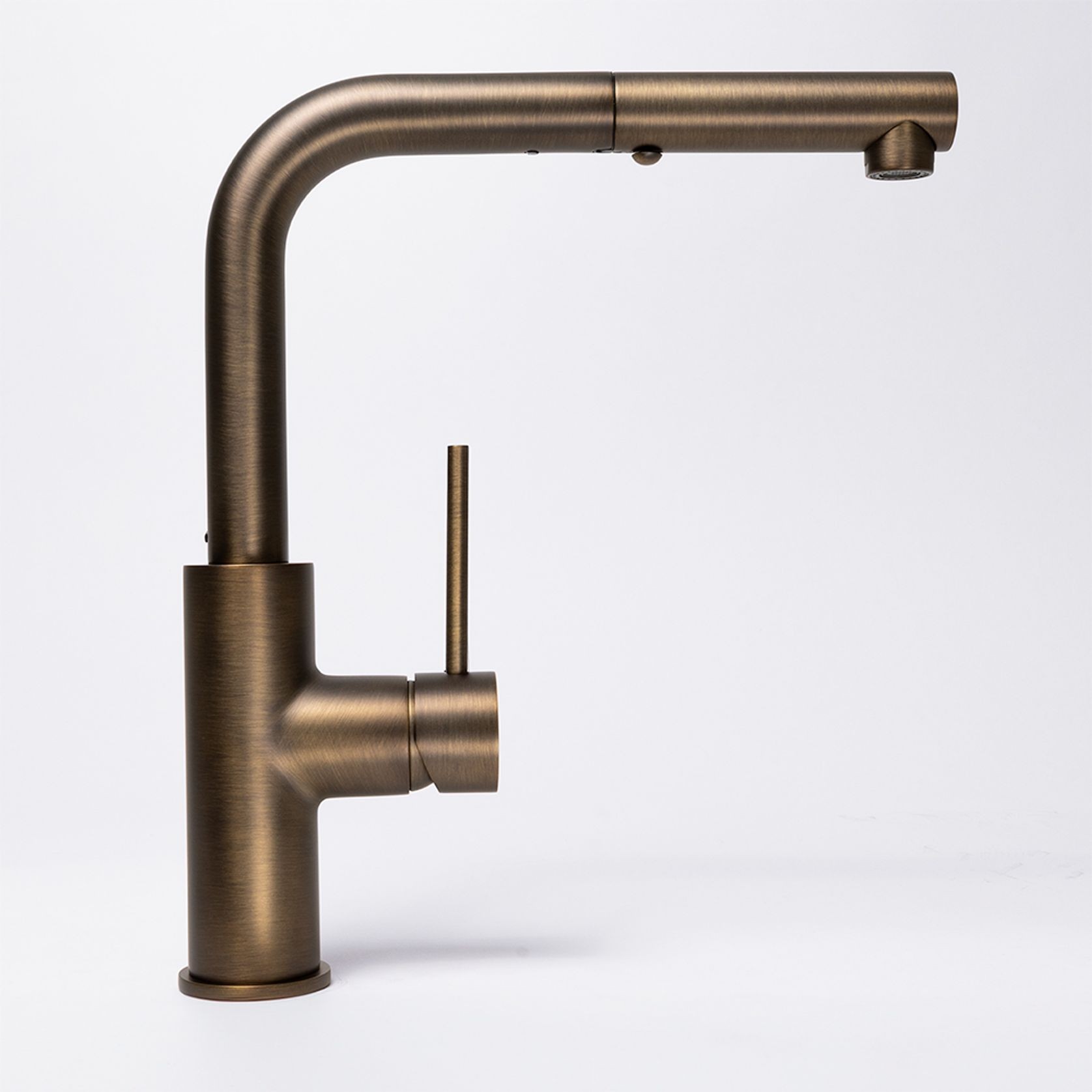 Nisa Square Pull Out Mixer Brushed Vintage Brass | ArchiPro AU