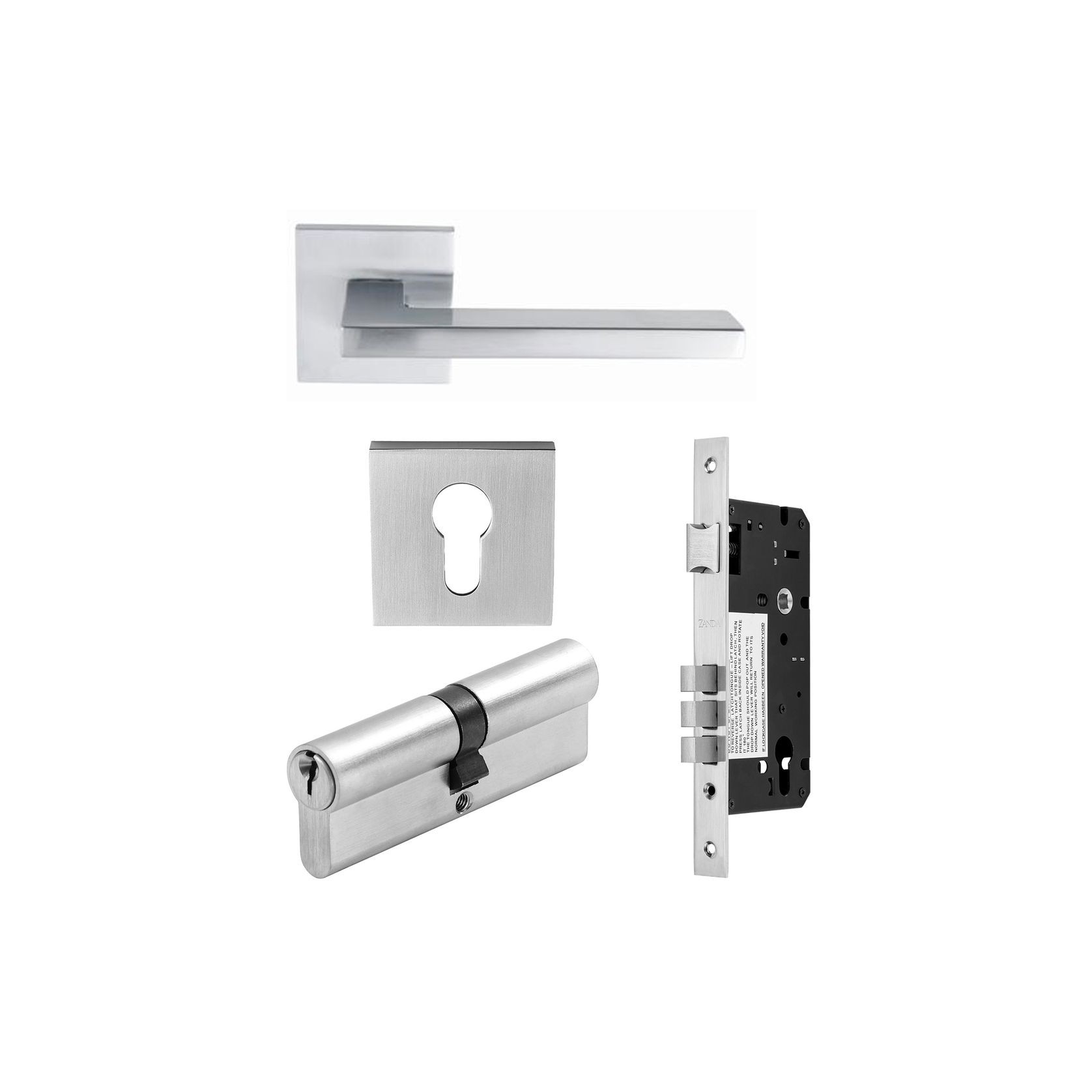 Zanda Matrix Door Handle Lever Set Satin Chrome | ArchiPro AU