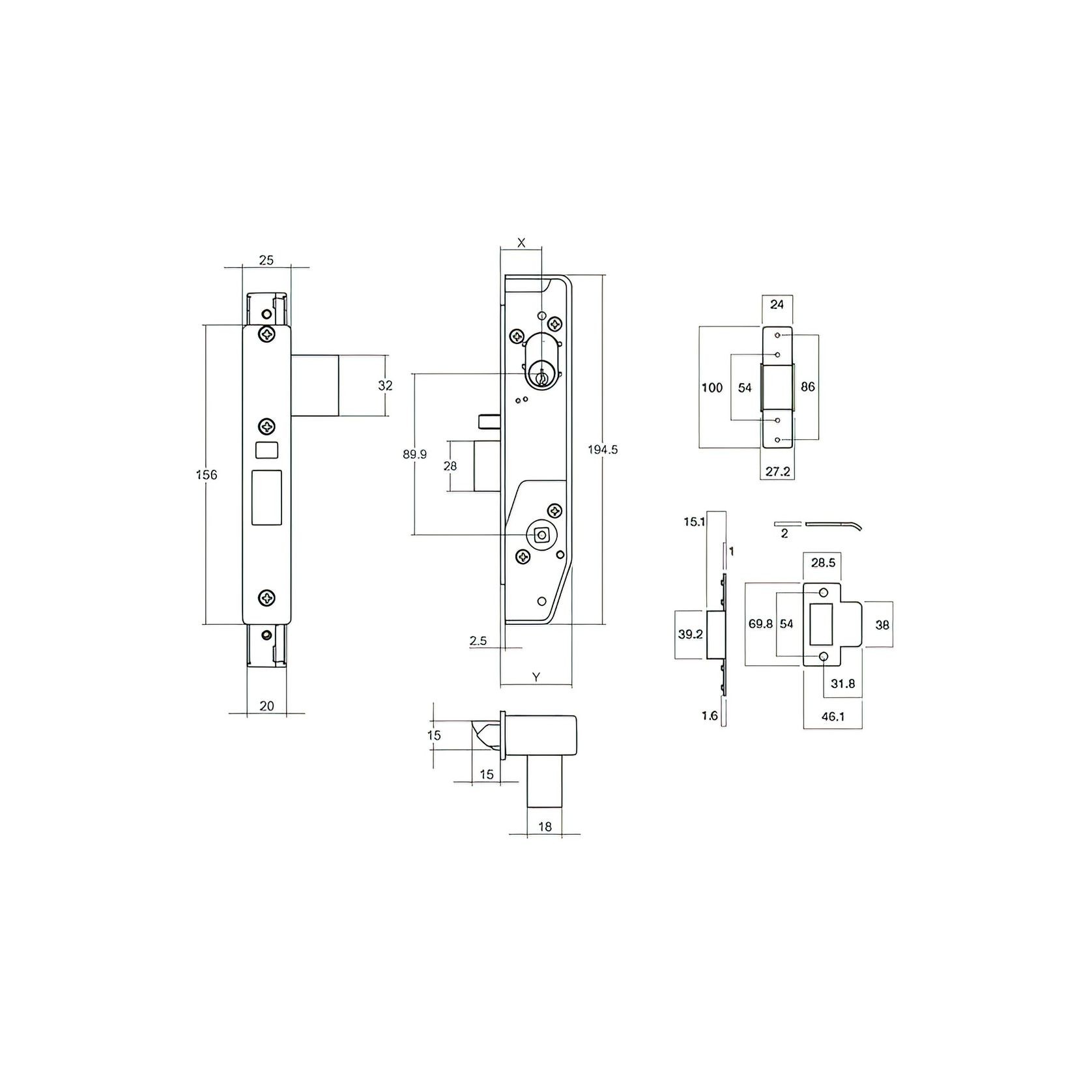 Lockwood Narrow Mortice Lock Kit Double Cyl/Handles SC | ArchiPro AU
