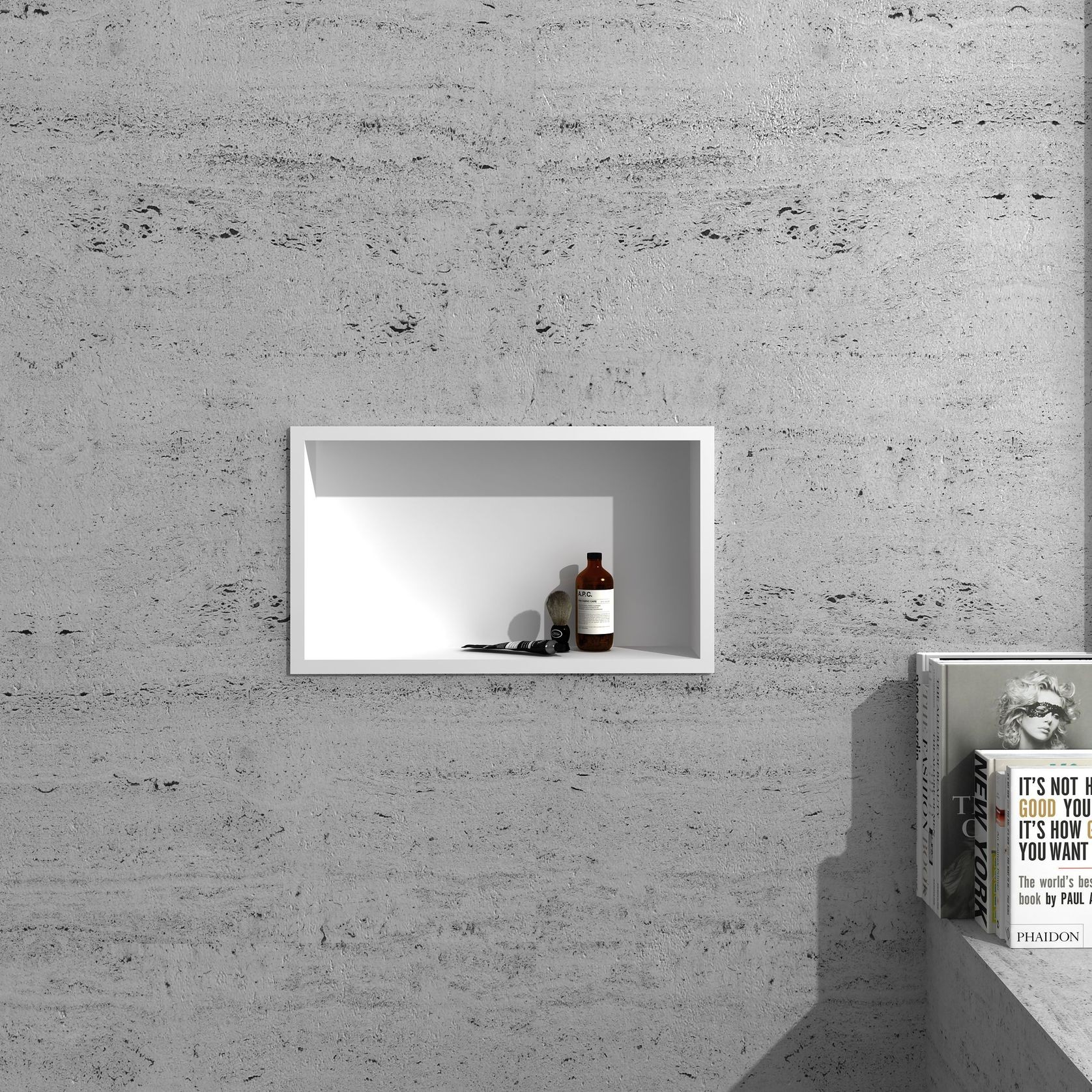 Recessed Stone Shower Shelf Insert 600mm G01122 | ArchiPro AU