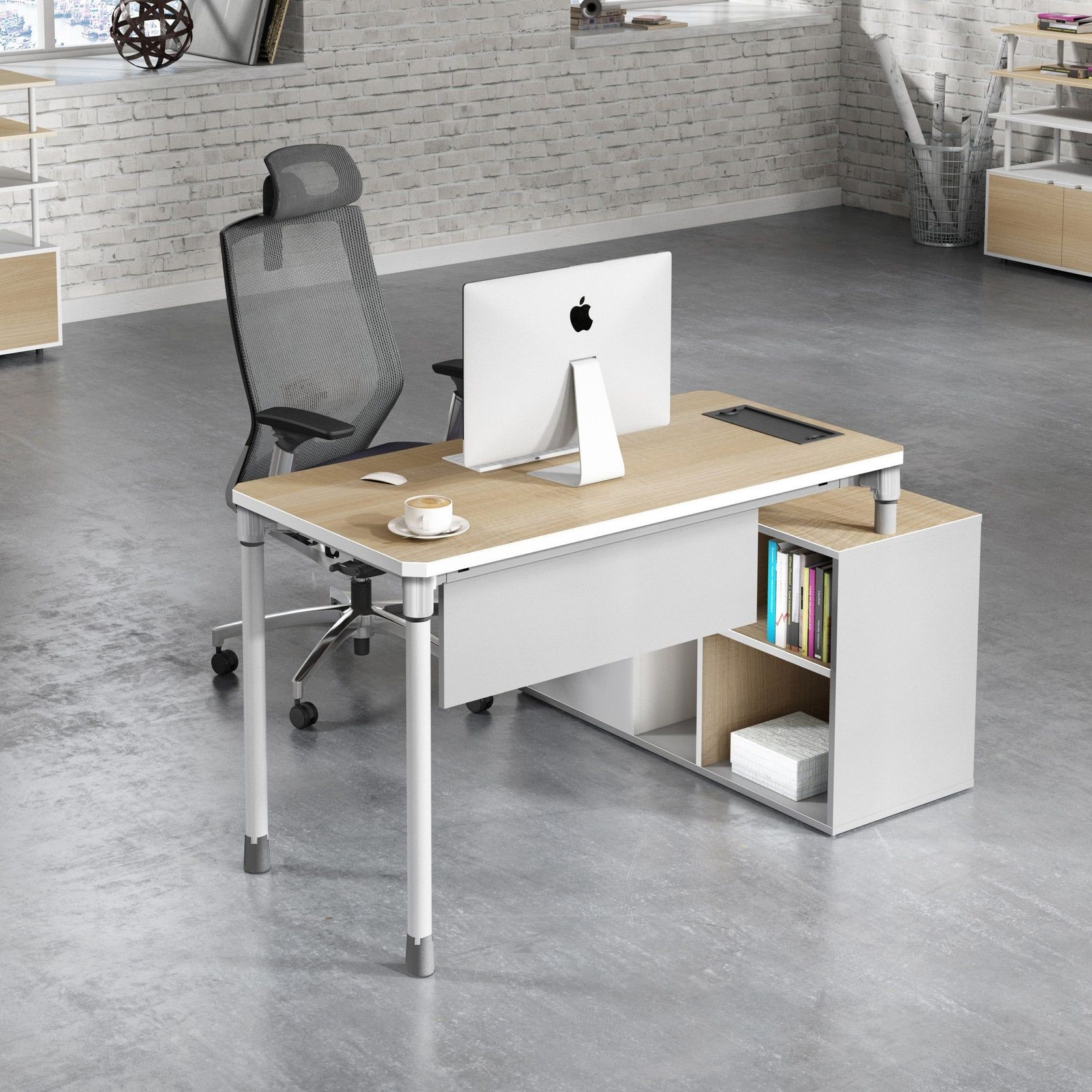 RAVEN SINGLE Workstation 160-180/100cm - Natural White | ArchiPro AU