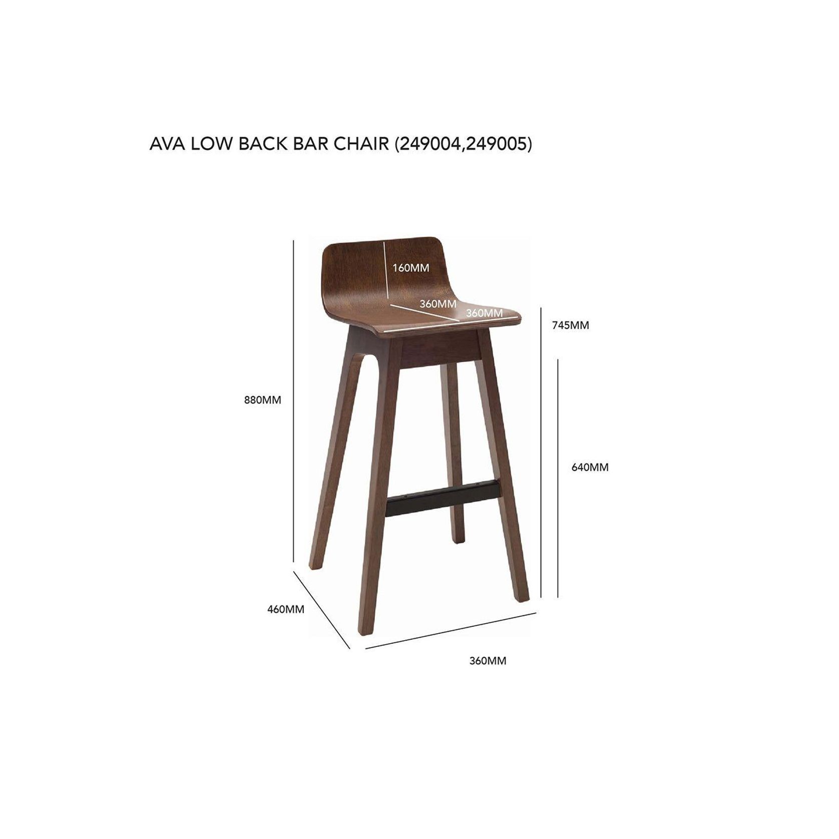 AVA Bar Stool - Walnut | ArchiPro AU