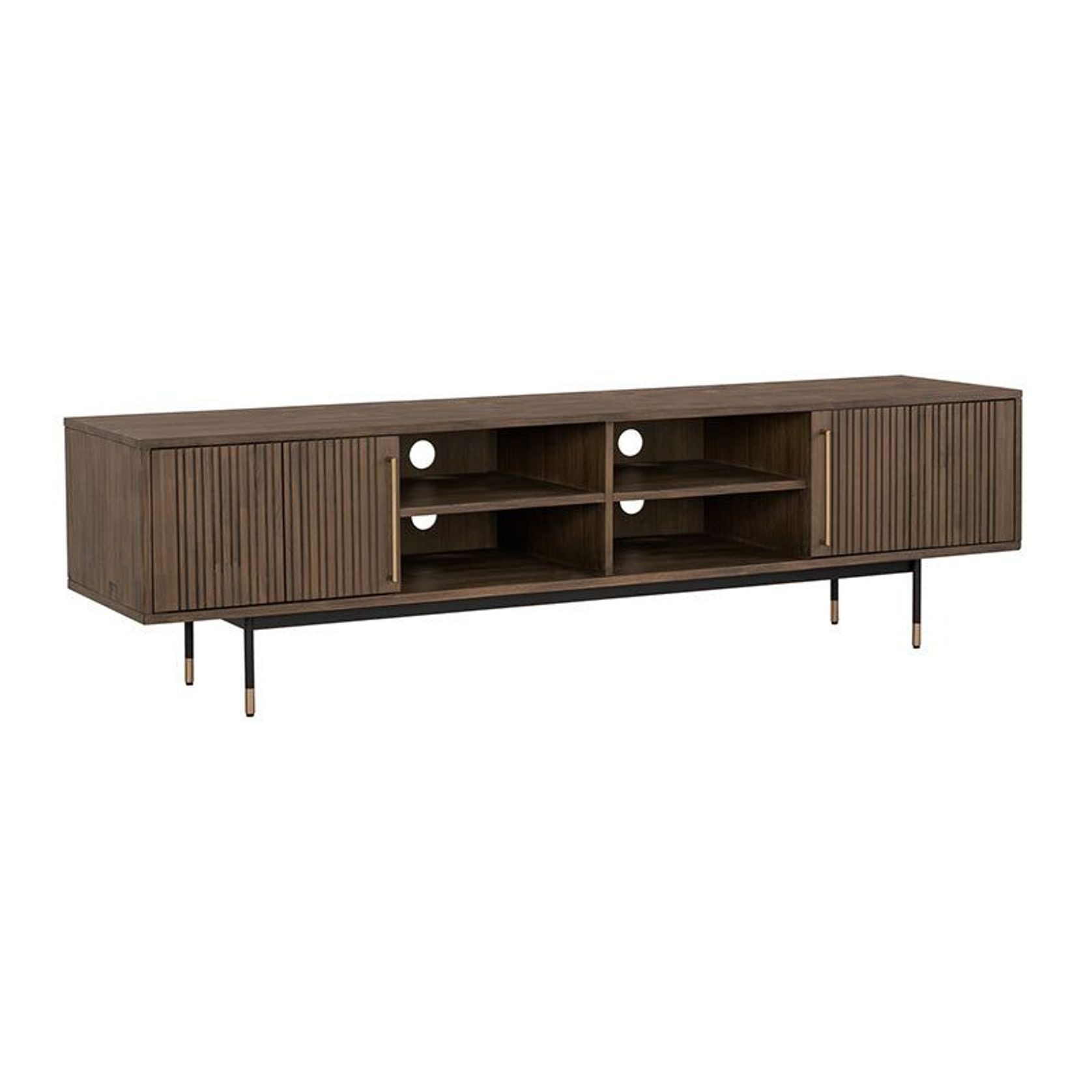 HAMILTON Entertainment TV Unit Solid Acacia Wood 200cm - Toffee Colour ...