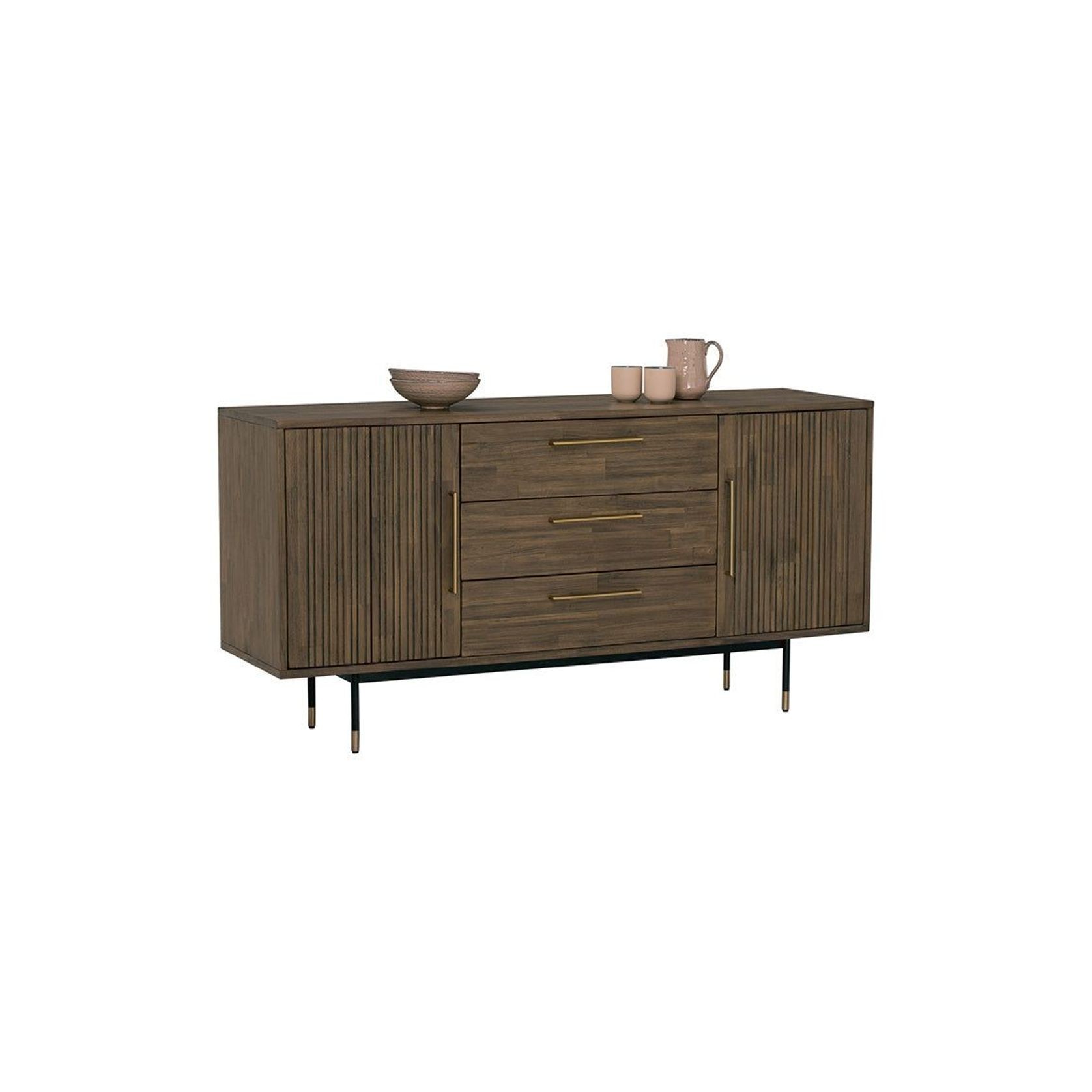 HAMILTON Sideboard Buffet Solid Acacia Wood 160cm - Toffee Colour ...