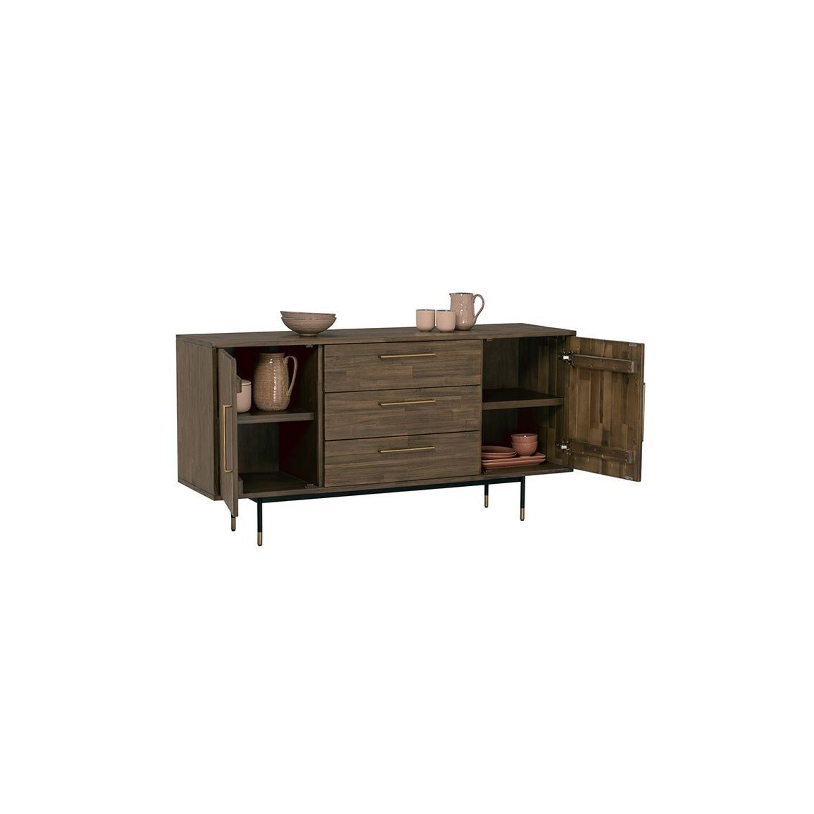 HAMILTON Sideboard Buffet Solid Acacia Wood 160cm - Toffee Colour ...
