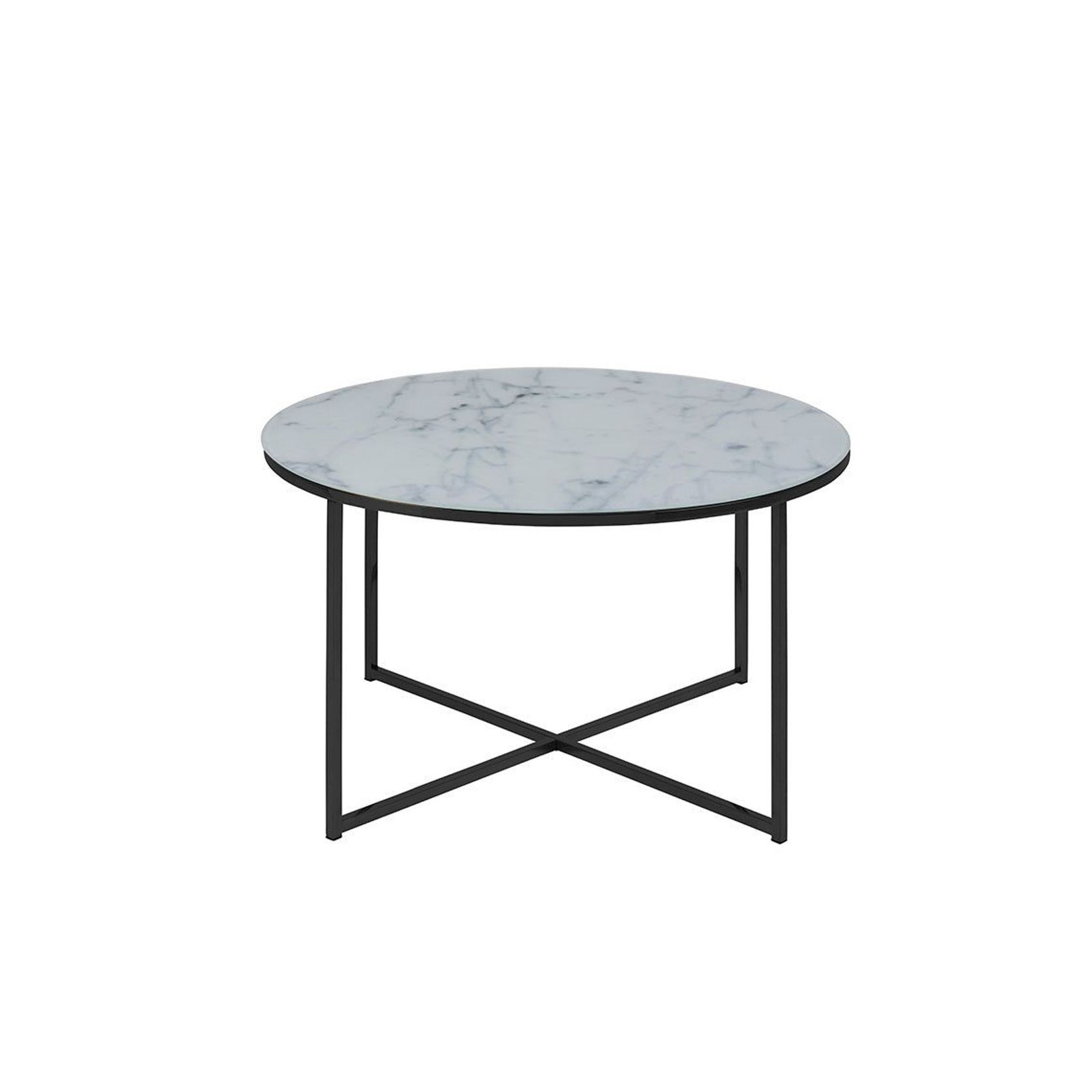 KOLINA Glass Marble Round Coffee Table 80cm - White | ArchiPro AU