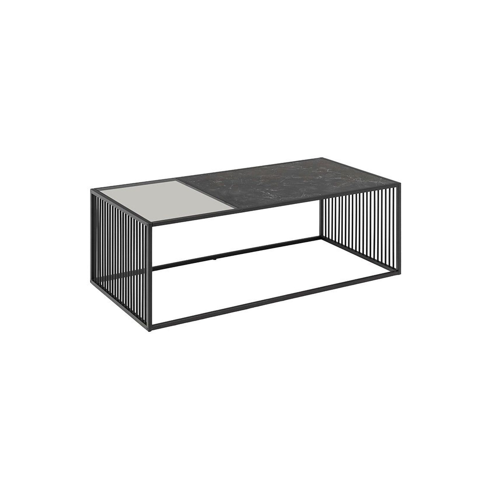 STRINGTON Rectangular Coffee Table 120cm - Black Marble Effect | ArchiPro AU
