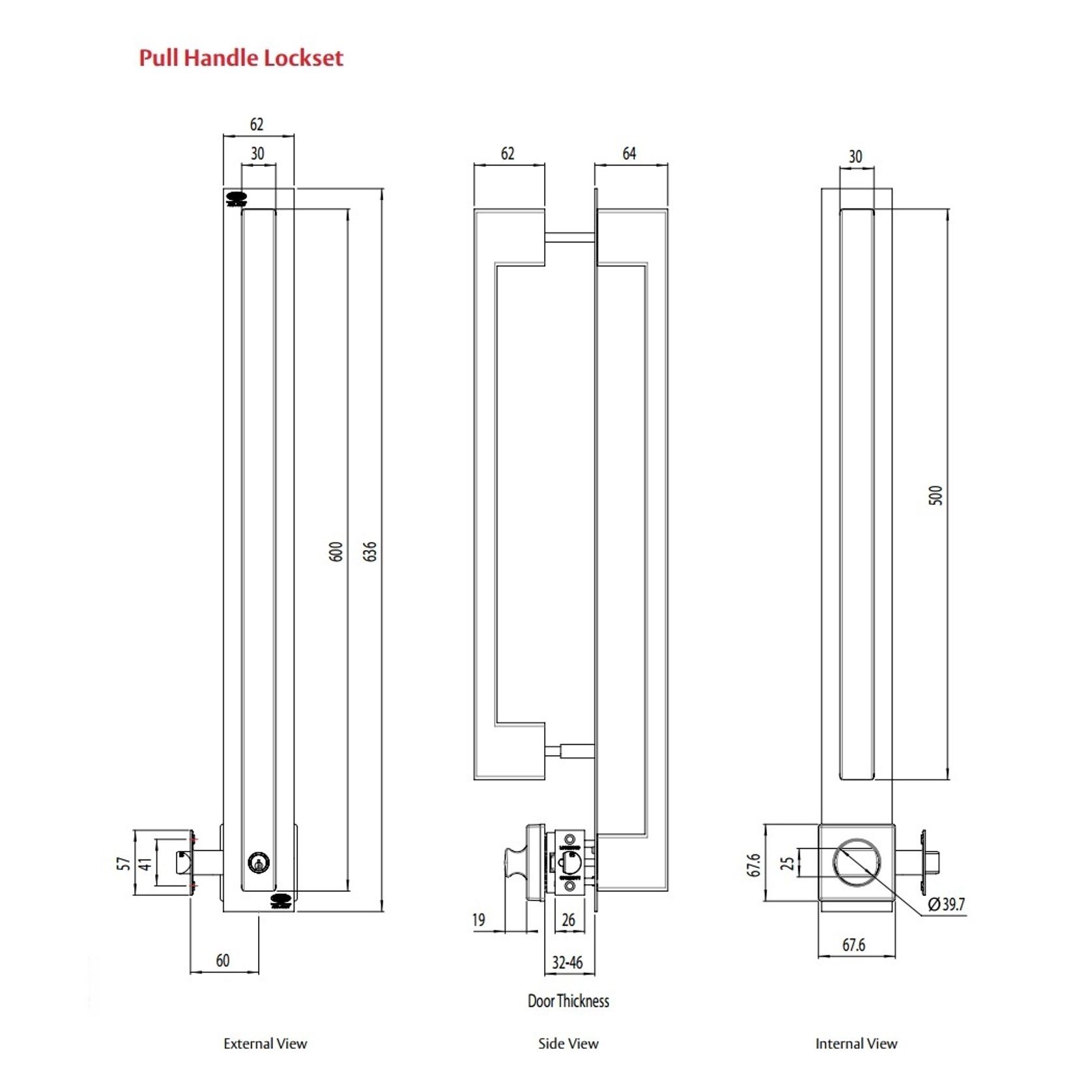 Lockwood Paradigm Door Pull Handle with Double Cylinder Deadbolt Satin ...