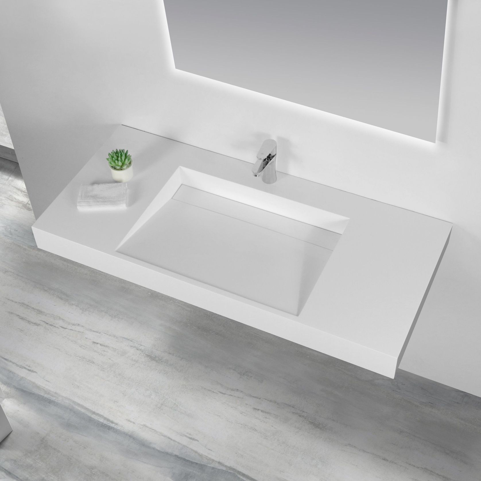Ramp basin 1219mm Wall Hung Solid Surface B5048 | ArchiPro AU