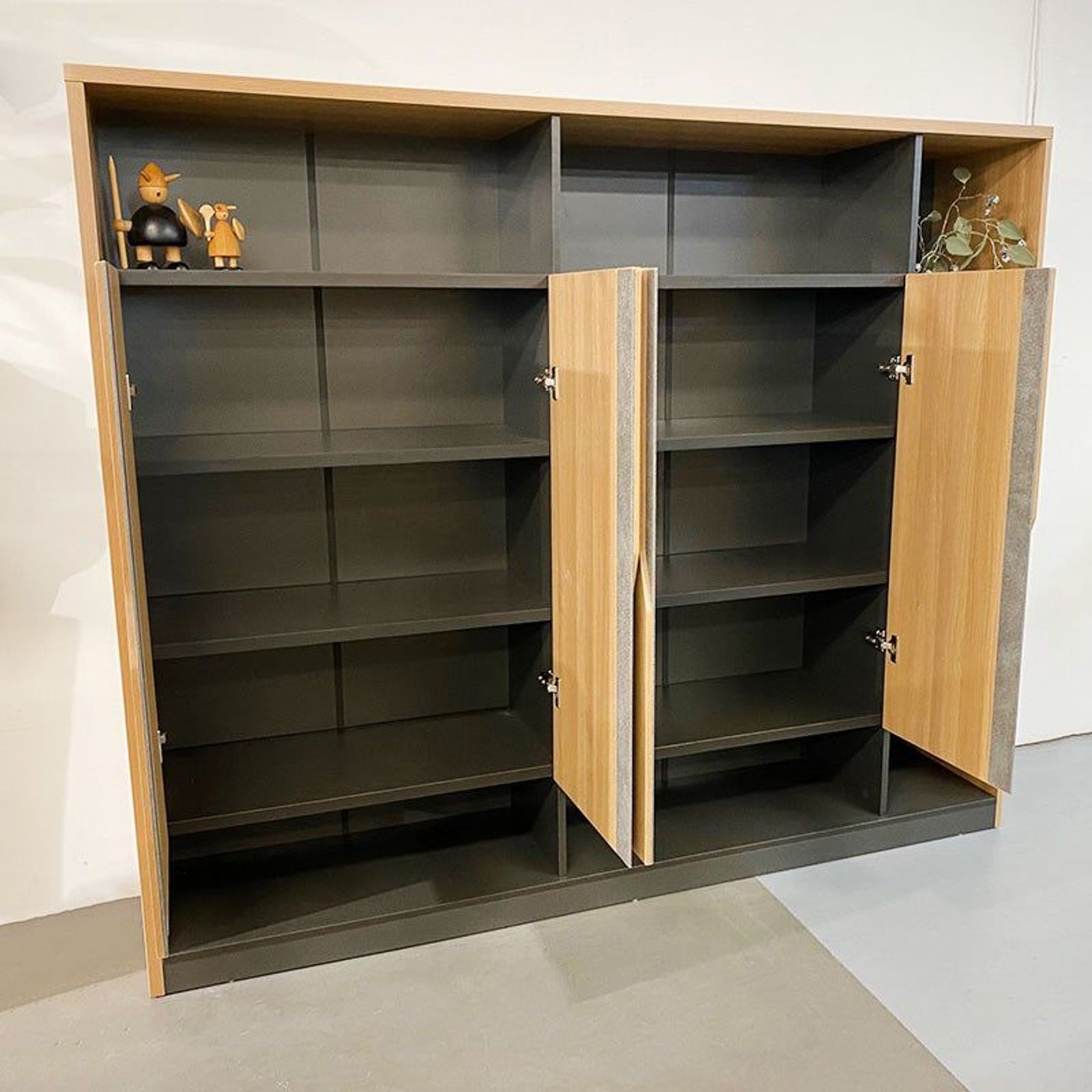 BAXTER Display Cabinet 190cm - Acacia & Carbon Grey | ArchiPro AU