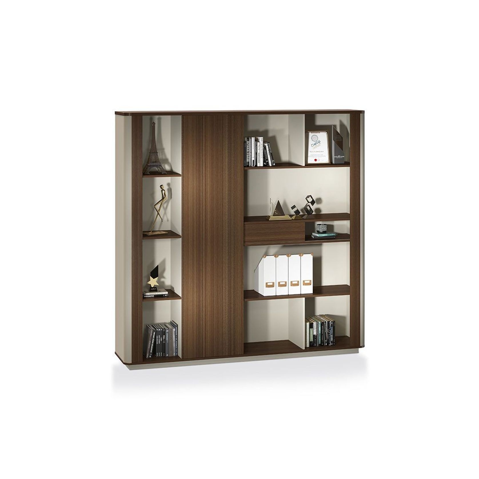 ANDERSON Display Unit 200cm - Walnut Gold & Beige | ArchiPro AU
