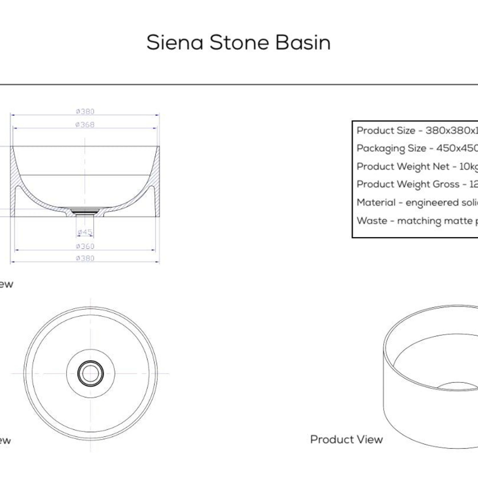 Siena Stone Top Mount Basin | ArchiPro AU
