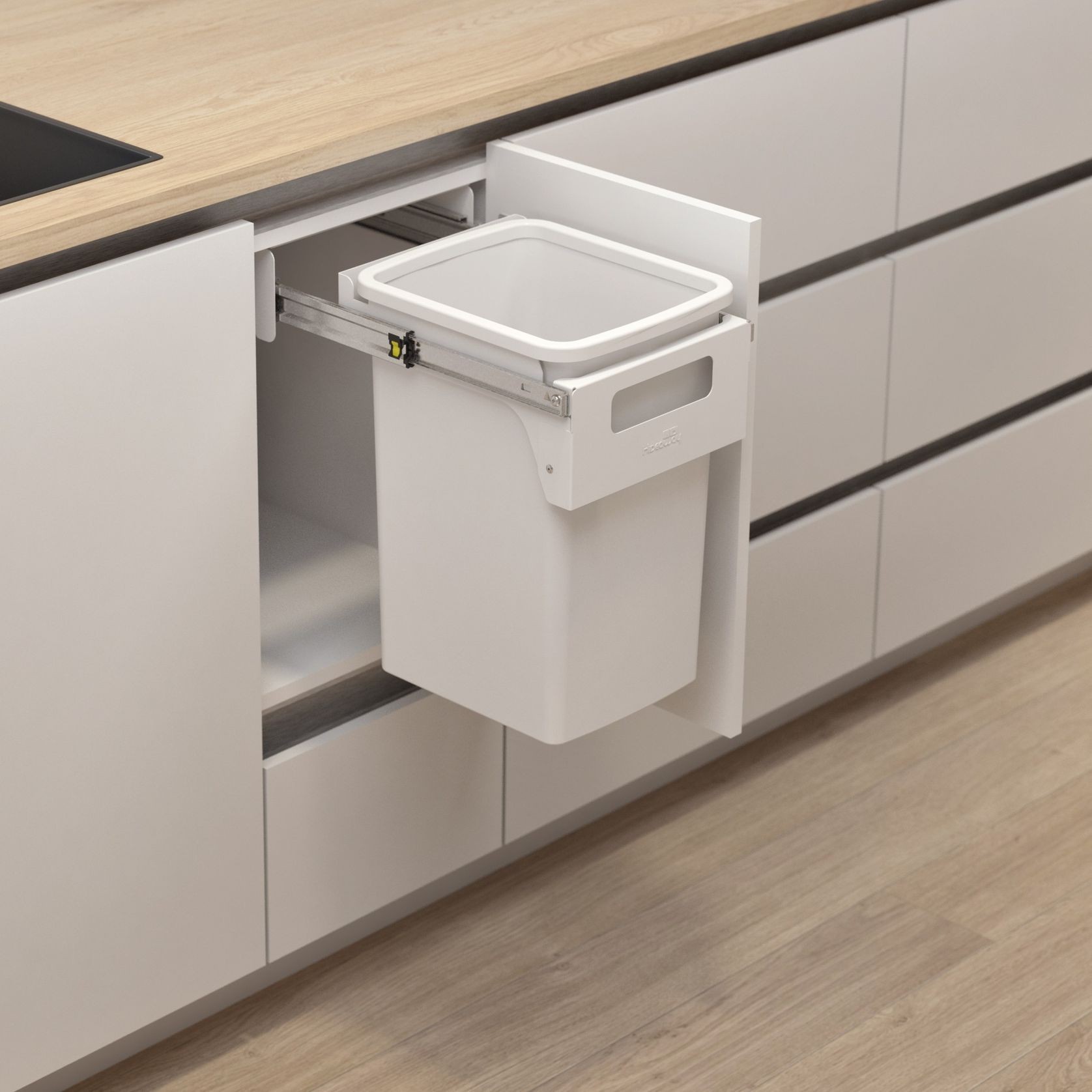 Hideaway Compact Bin 1 x 20L Bucket | Handle Pull | ArchiPro AU